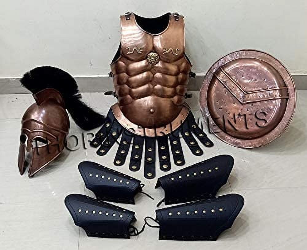 Greek Corinthian Copper Helmet Armor Muscle Jacket Leather Guard ...