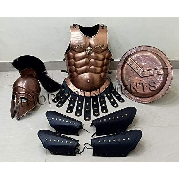 Greek Corinthian Copper Helmet Armor Muscle Jacket Leather Guard ...