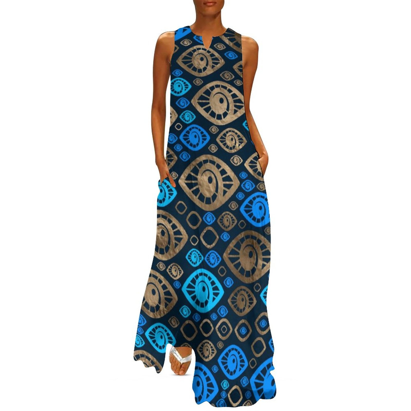 Greek Evil Eye Art Dress Summer Amulet Tree Print Street Wear Bohemia ...