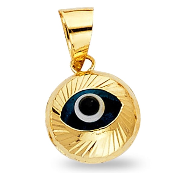 Greek Evil Eye Charm Solid 14k Yellow Gold Good Luck Pendant Fancy ...