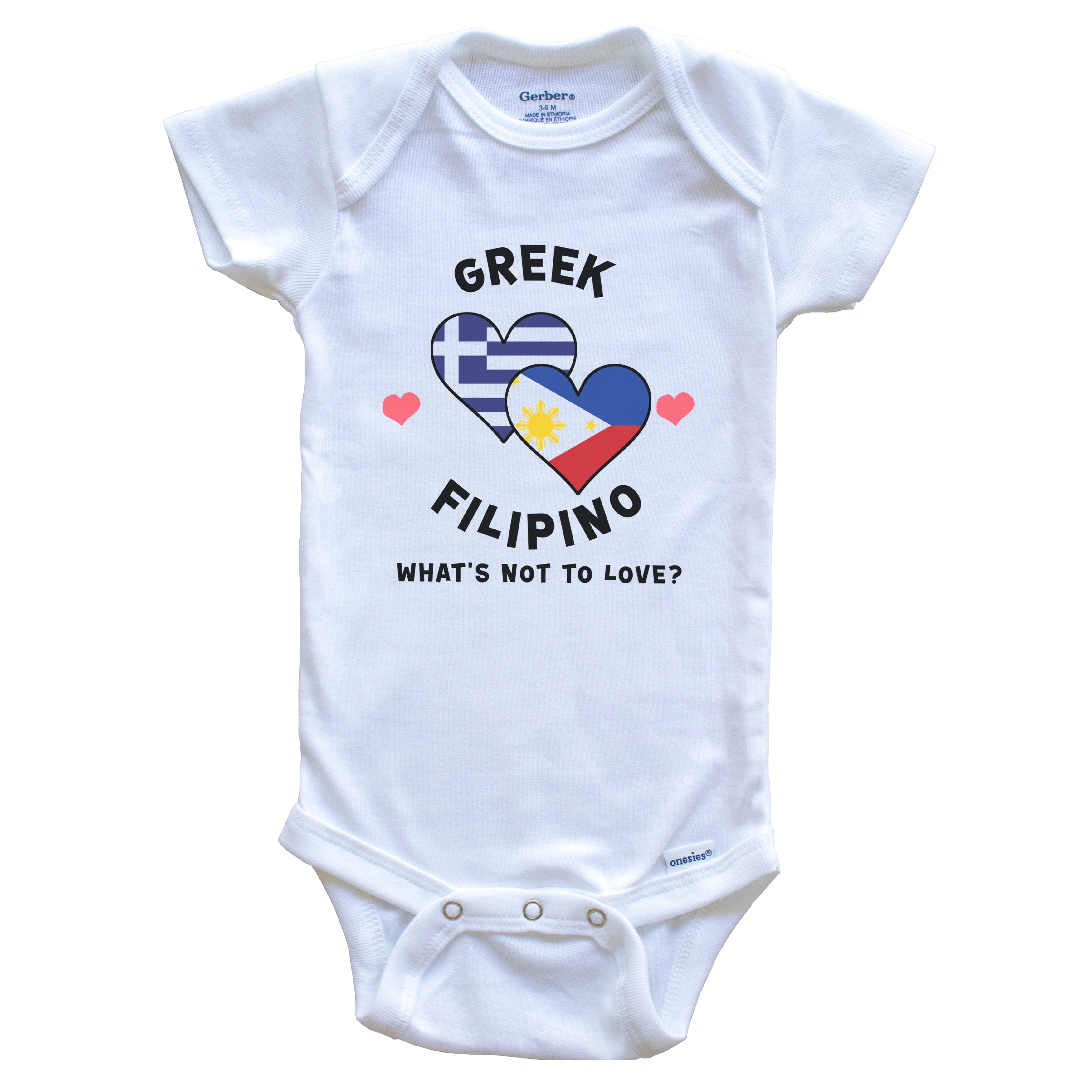 Greek Filipino What's Not To Love Heart Flags Baby Bodysuit - Walmart.com