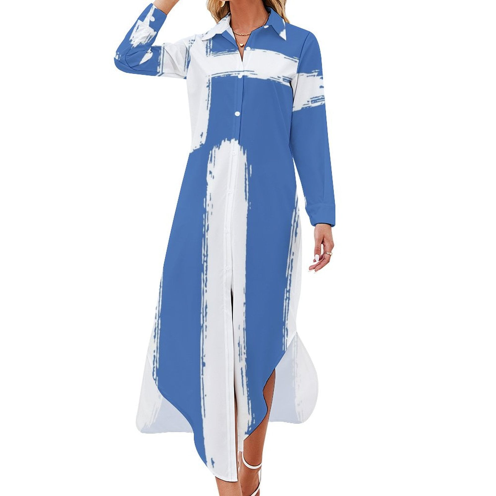 Greek Flag Growing Up Greek Greece Long Sleeved Shirt Dress dress for woman Aesthetic clothing ...