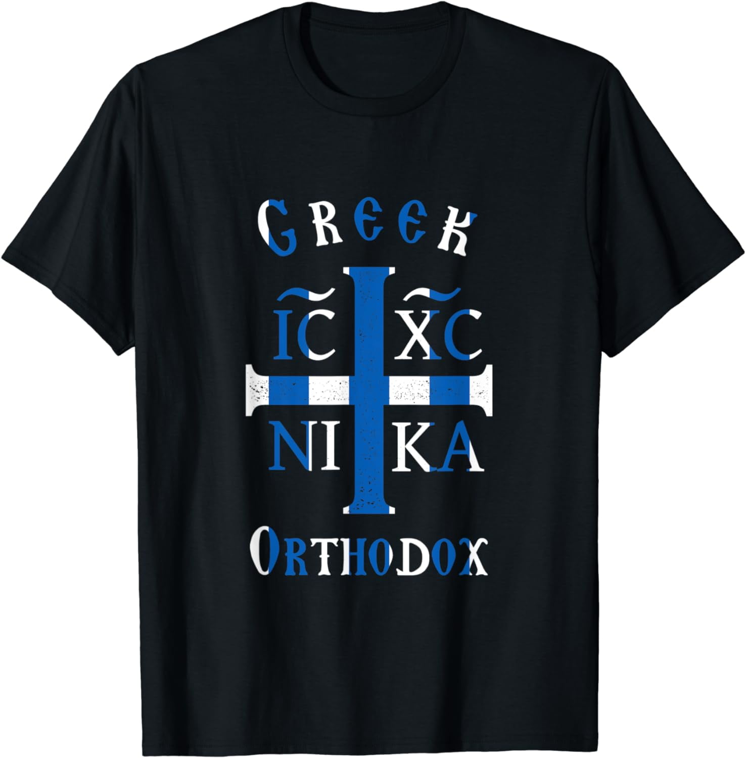Greek Flag Orthodox Christian IC XC NIKA Christogram Cross T-Shirt ...