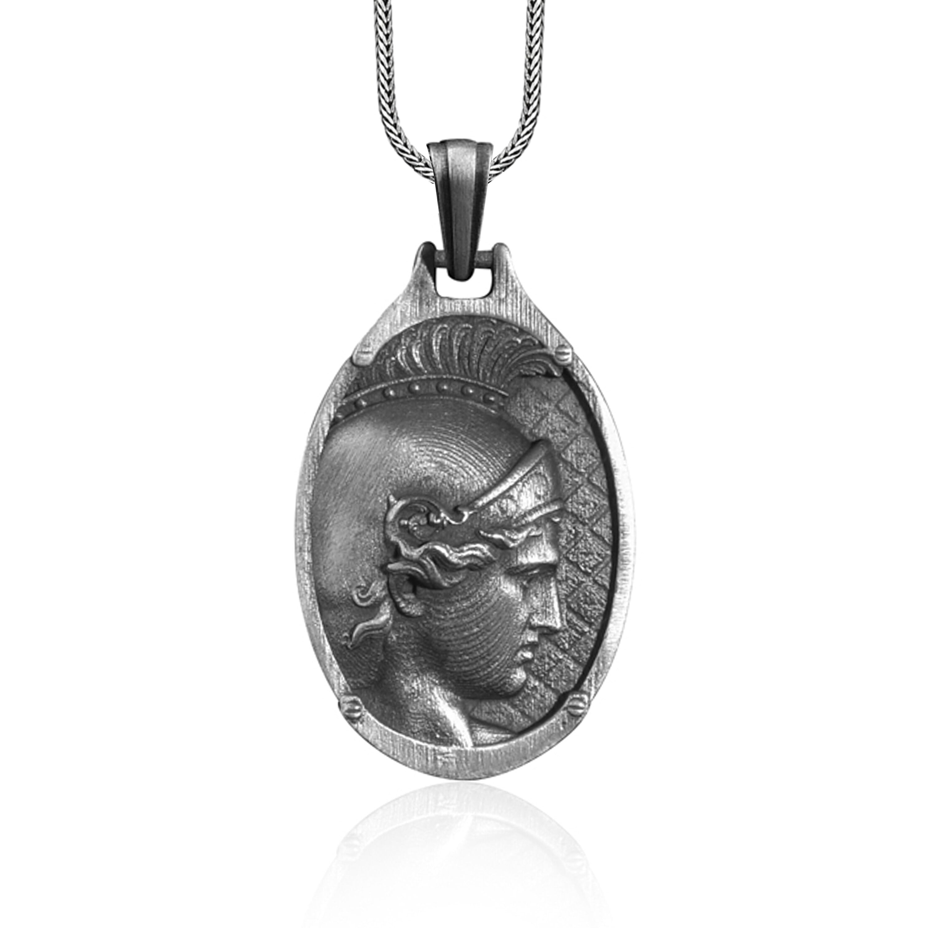 Greek God Athena Silver Necklace for Men, Charming Greek God Athena ...