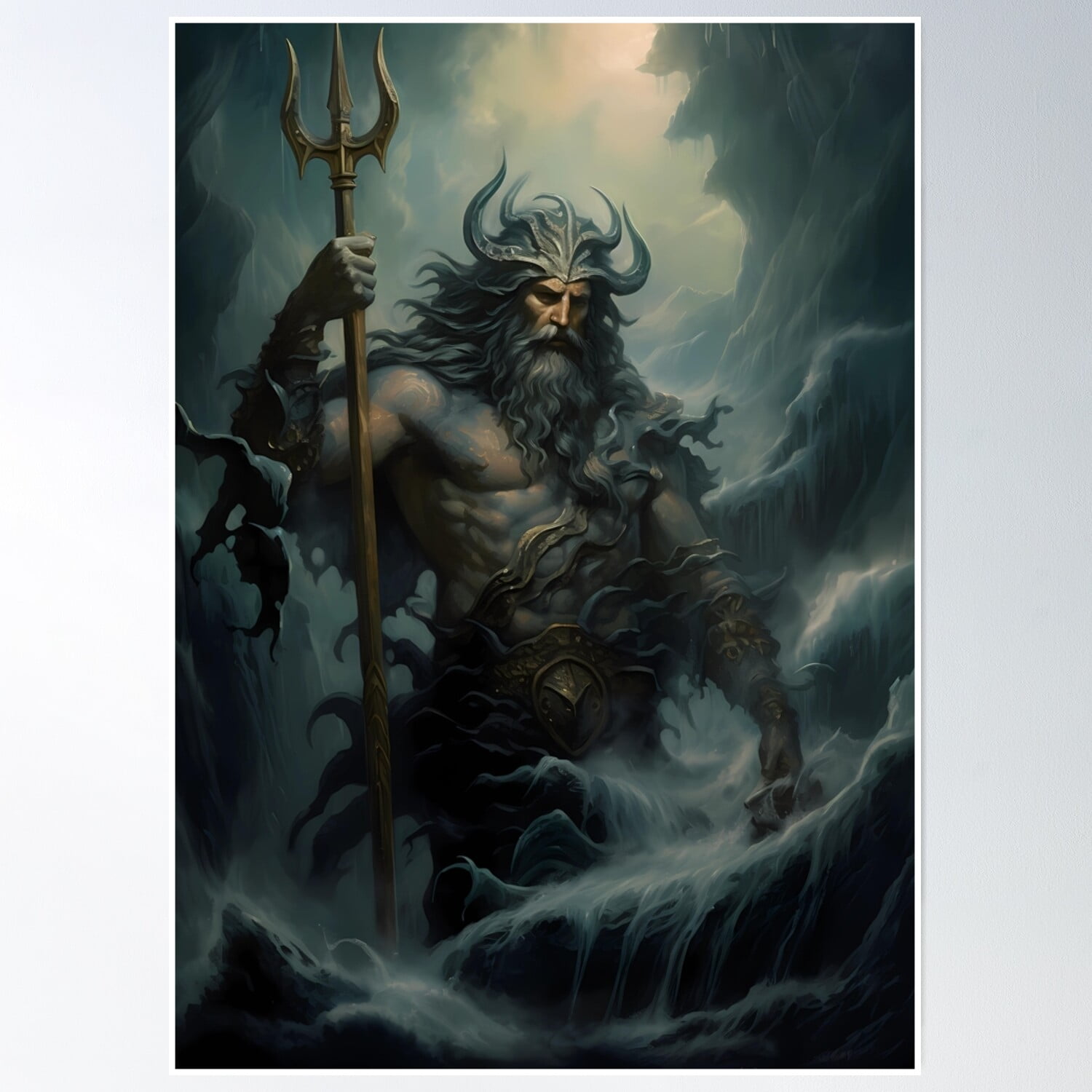 Greek God Of Ocean Dark Academia Gothic Cottagecore Decor Poster Wall ...