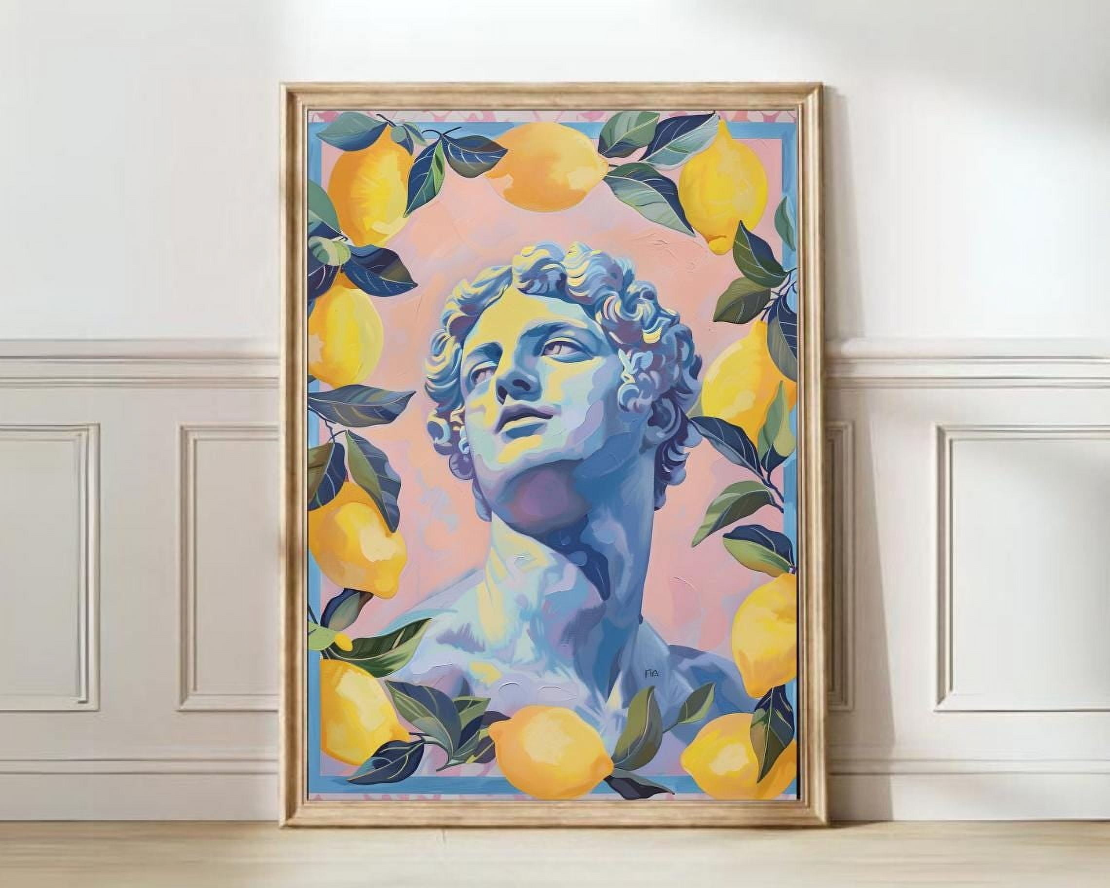 Greek God Print Greek Statue Painting David Print Colorful Illustration ...