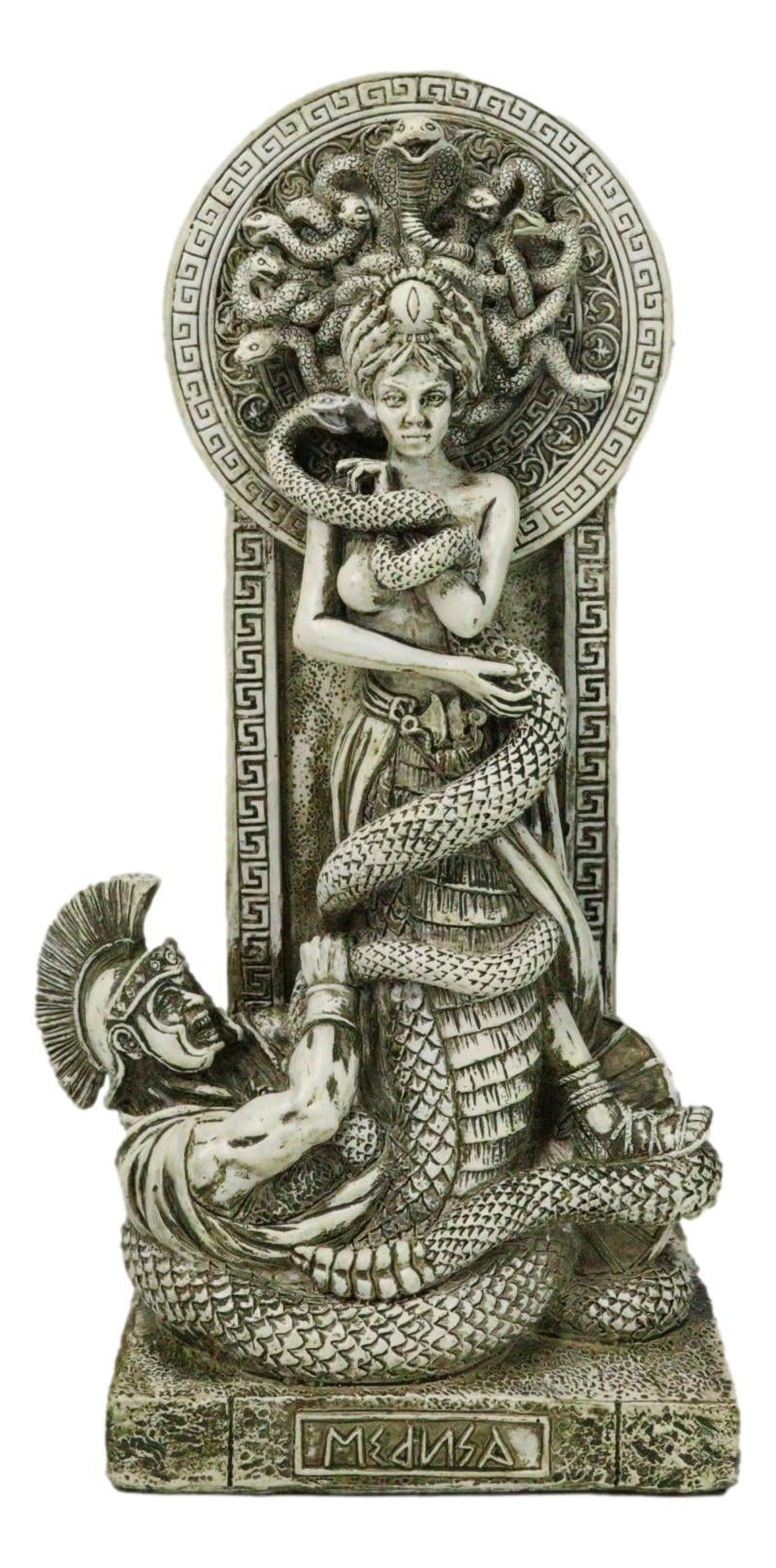 Greek Goddess Medusa With Hair Of Snakes And Serpent Tail By Altar ...