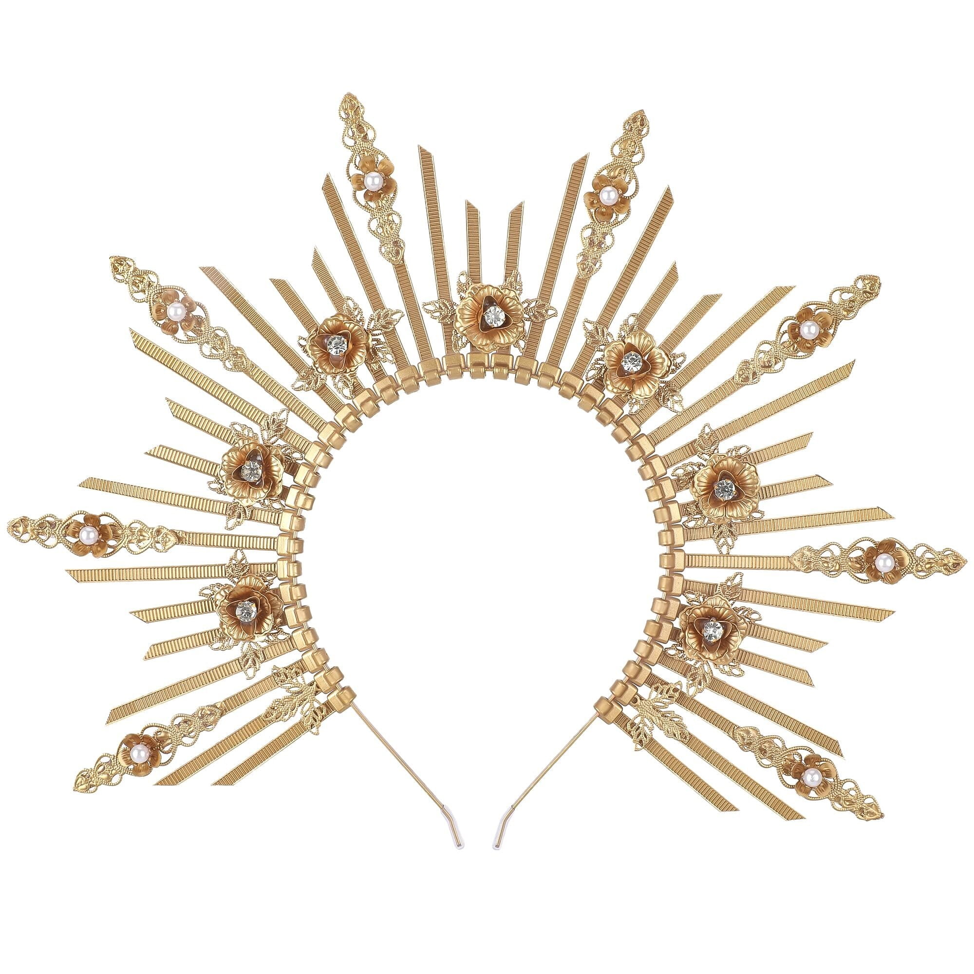Greek Goddess Sun Headband - Gold Spiked Renfaire Virgin Mary Sunburst ...