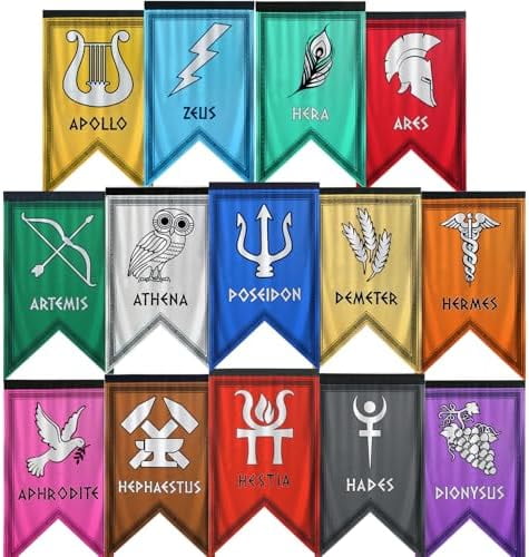 Greek Gods Banners, 14pcs Percy Jackson Cabin Banners, Greek Mythology ...