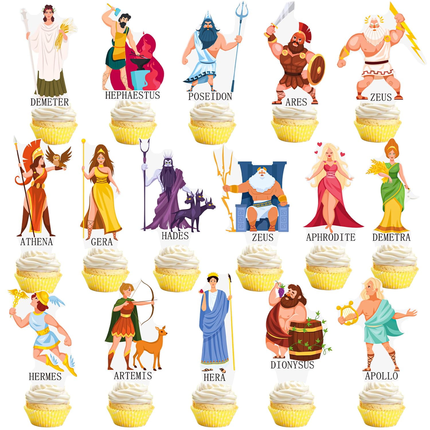 Greek Gods CupcakeEGSC Toppers 48PCS Greek Mythology Cake Decorations ...