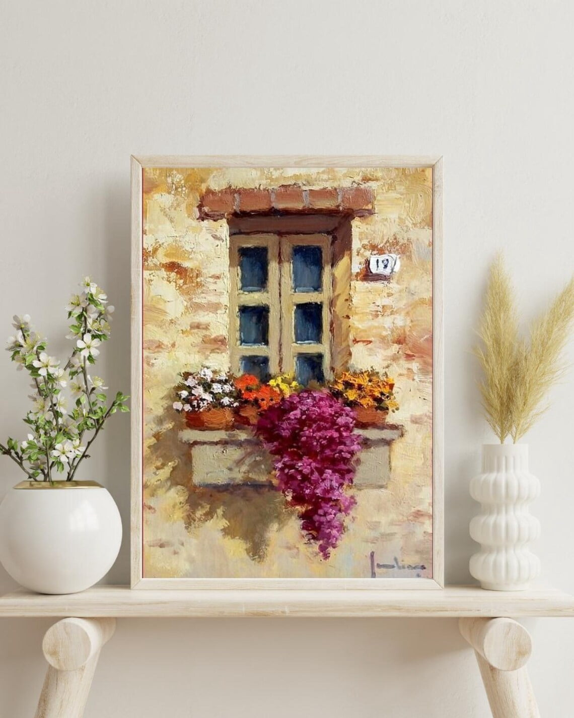 Greek House Window and Wild Flowers Werner Bronkhorst Style Modern Wall ...