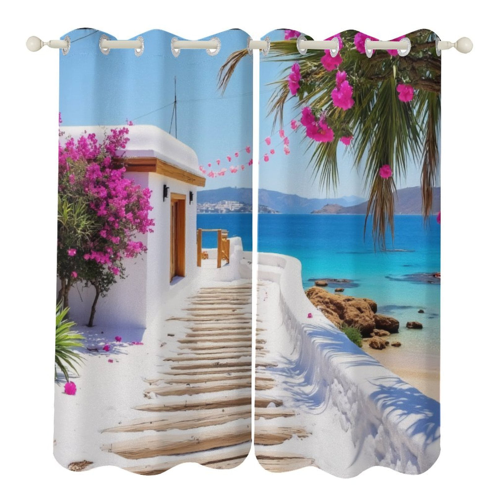 Greek Island Pathway Luxury Window Curtains Blinds for Living Room Kids ...