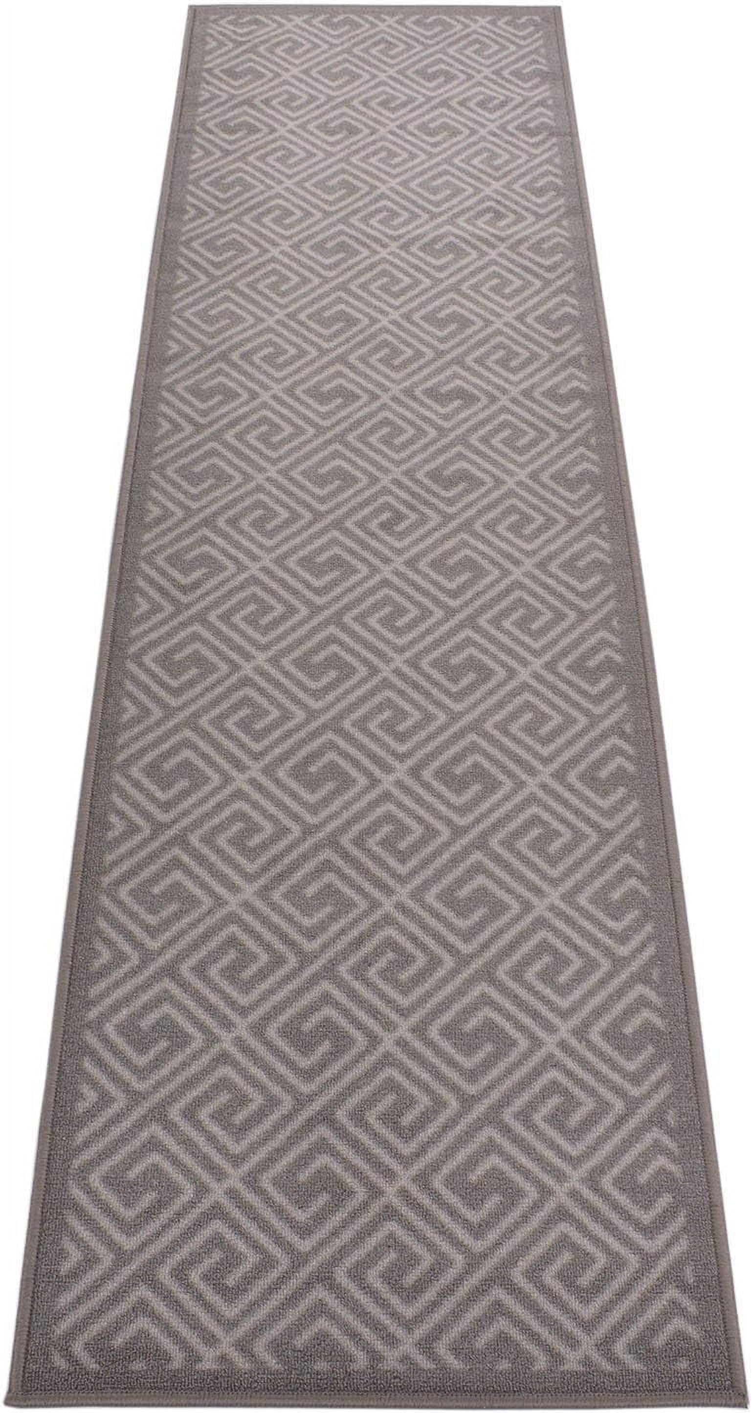 Greek Key All Over Design Grey Runner Rug, Slip Rubber Back 2x7 Hallway ...