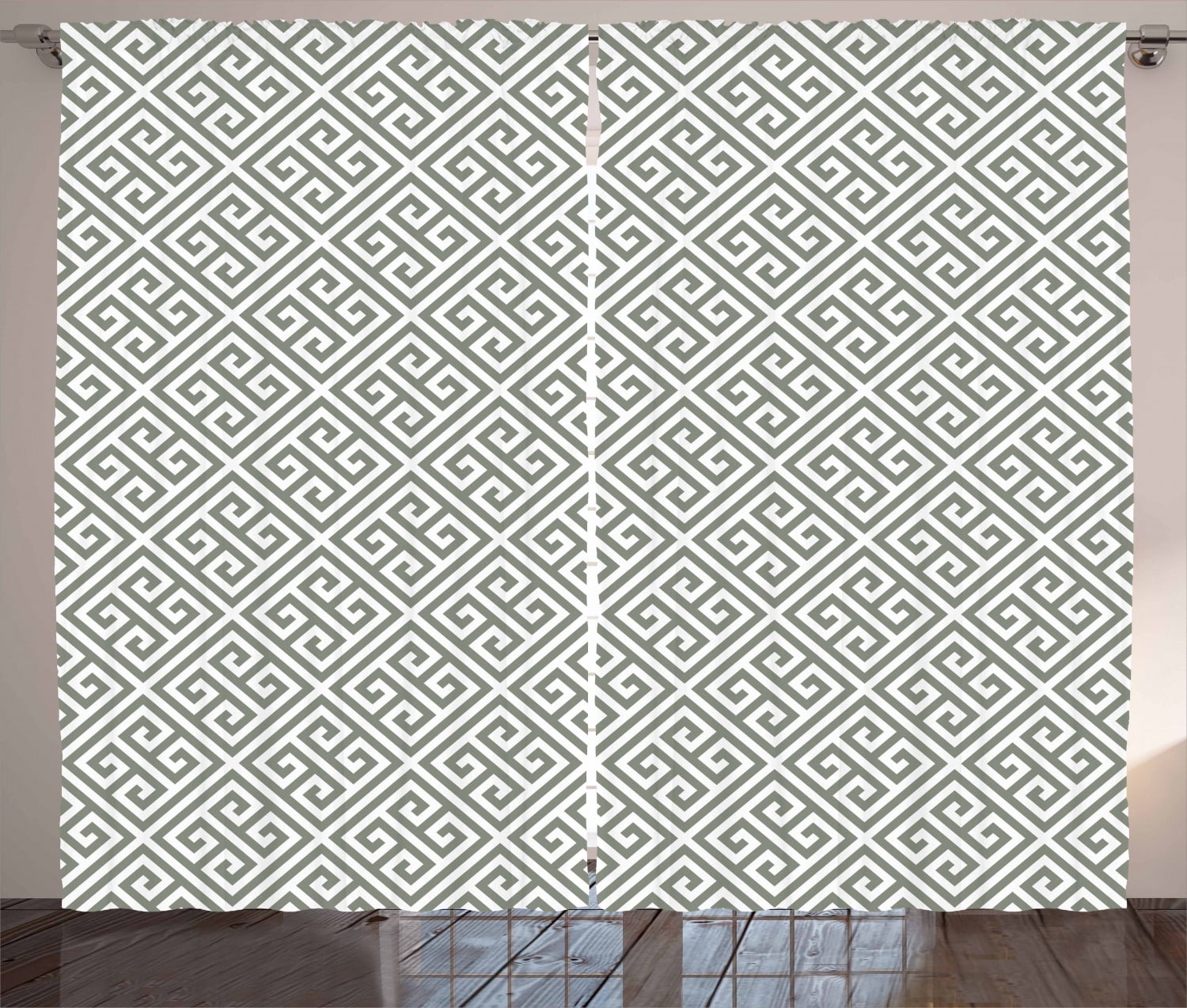 Ambesonne Geometric Curtains 2 Panel Set, Minimalist Square Stripes ...
