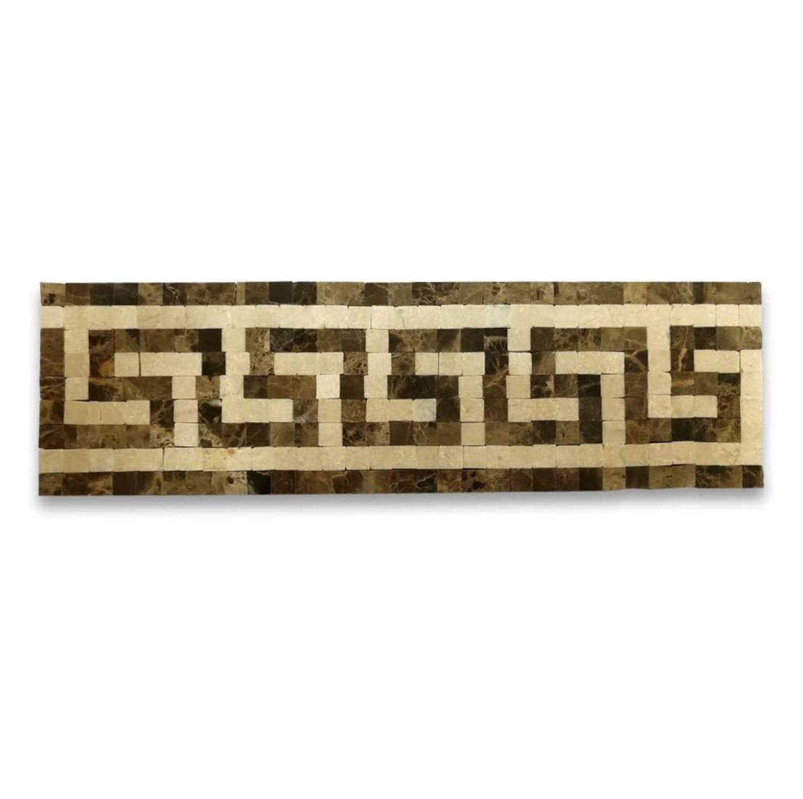 Greek Key Emperador 3.5x11.8 Marble Mosaic Border Listello Tile ...