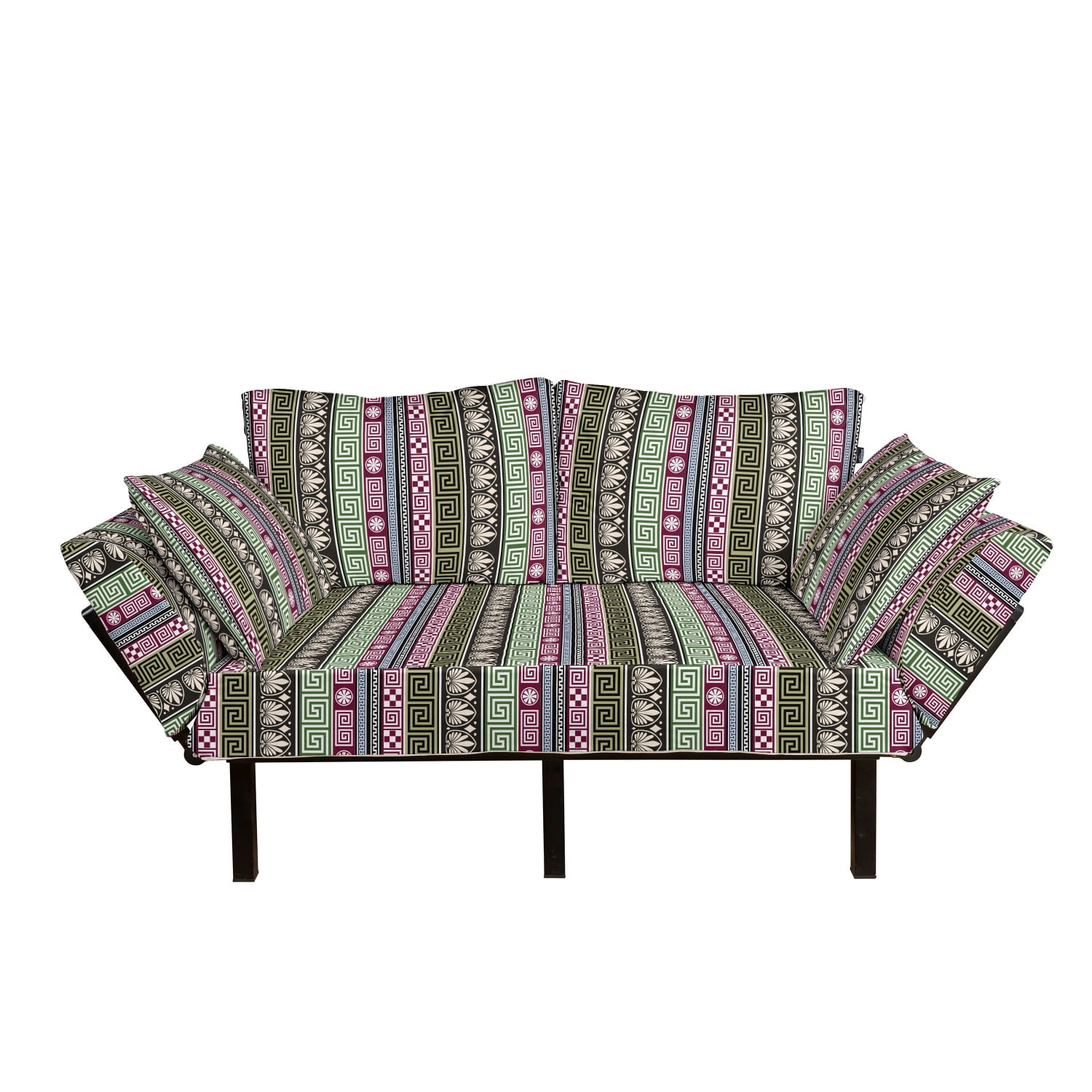 Greek Key Futon Couch, Antique Ornamental Design Pattern Mosaic Effects ...