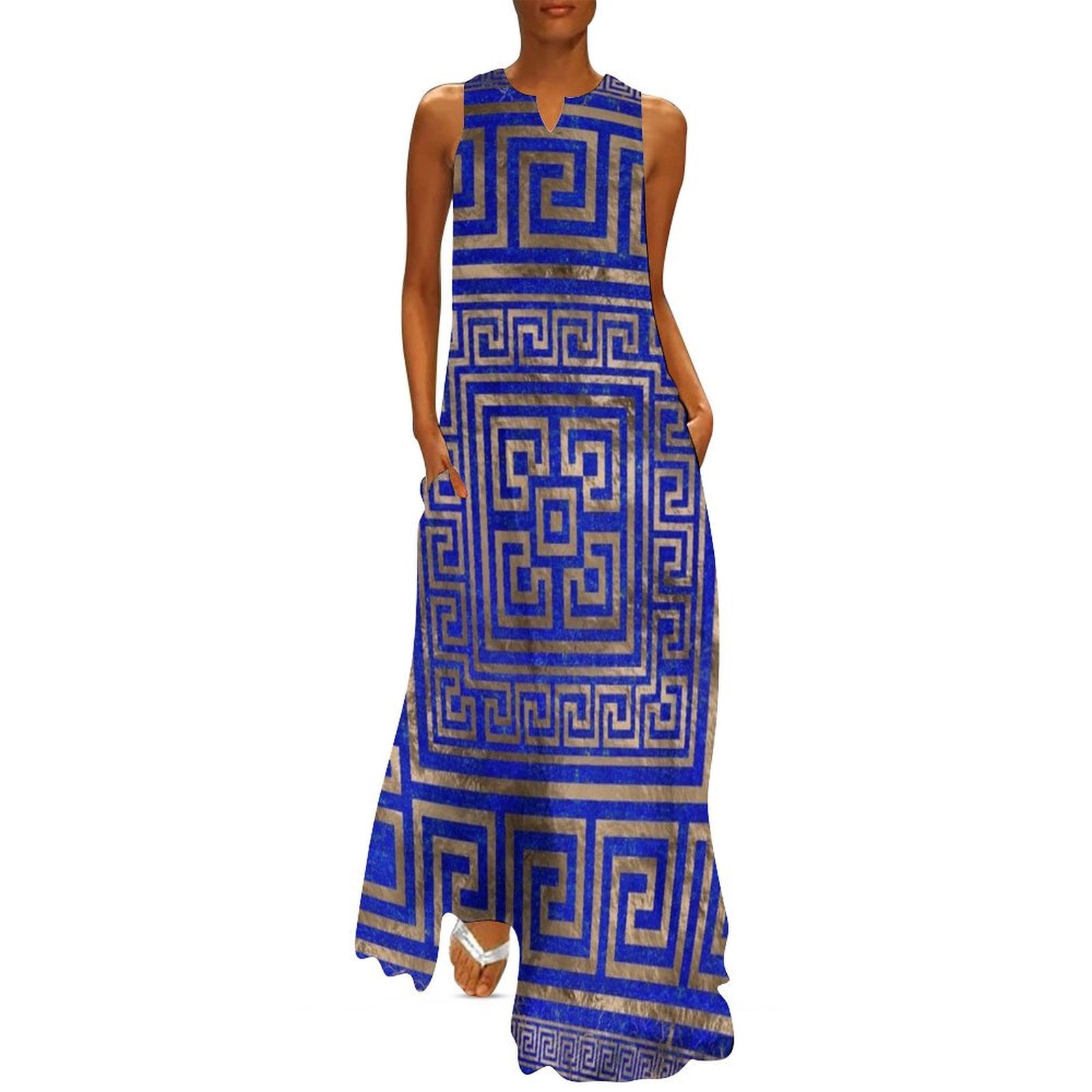 Greek Key Ornamt - Lapis Lazuli and Gold #3 Long Dress Long dress ...