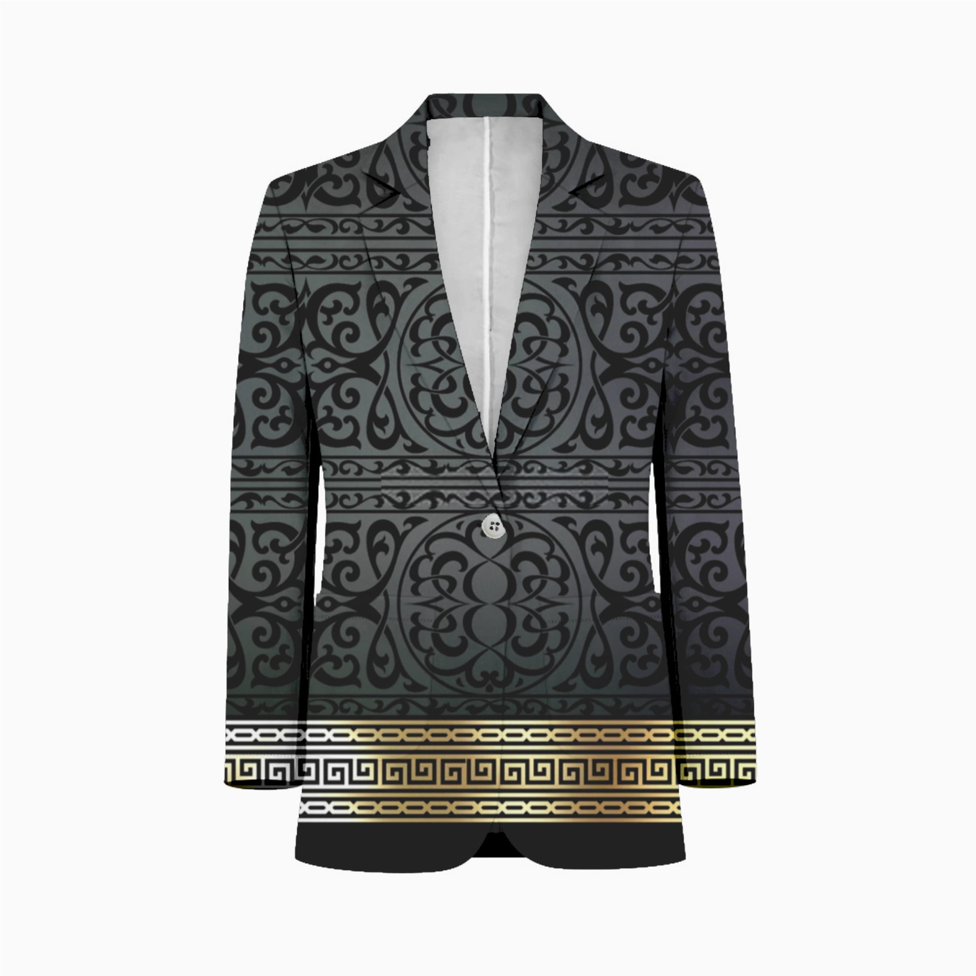 Greek Key Ornate Black & Gold Customized Men's Suits full man Shawl ...