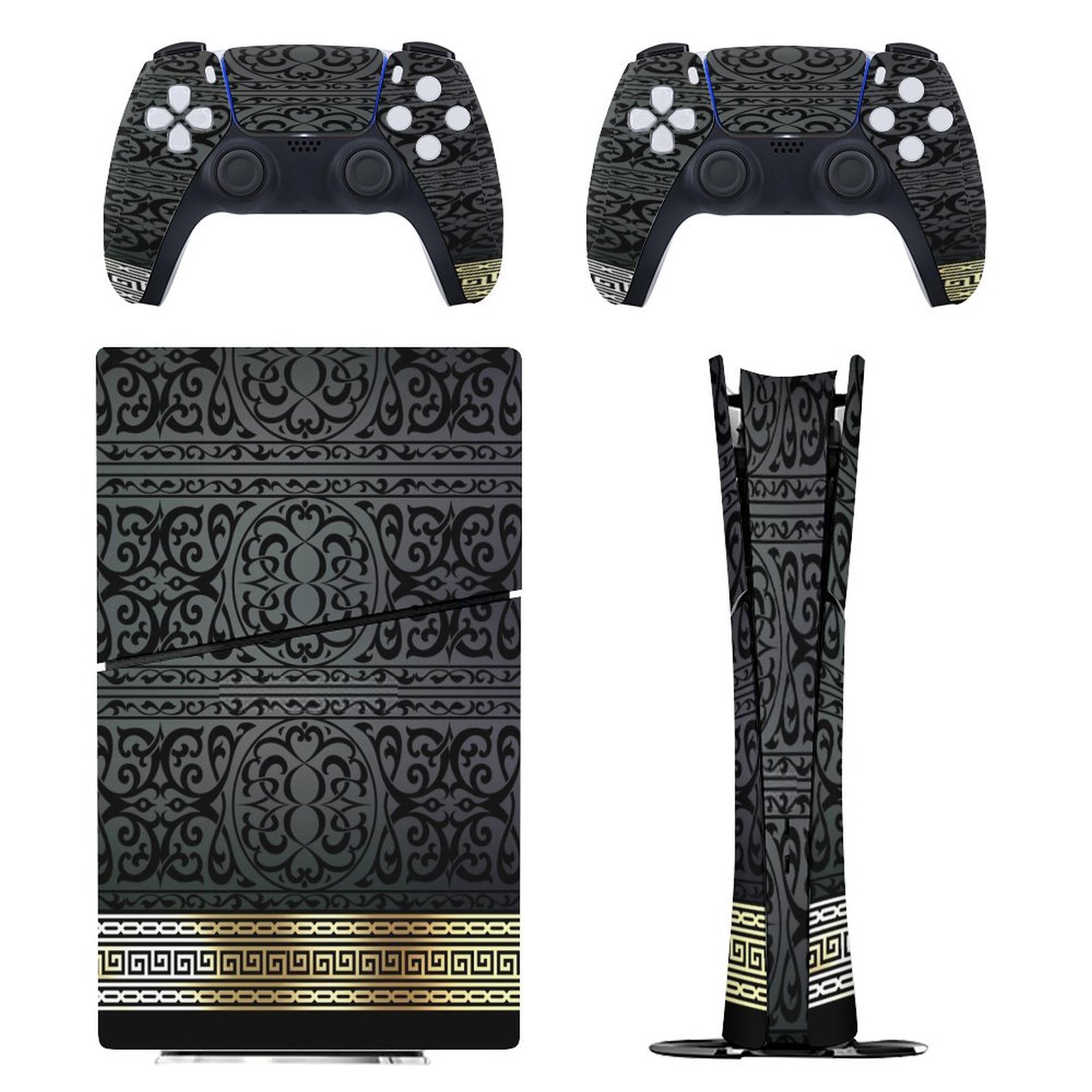 Greek Key Ornate Black & Gold PS5/PS5 Pro/PS5 Slim Digital Disc Skin ...