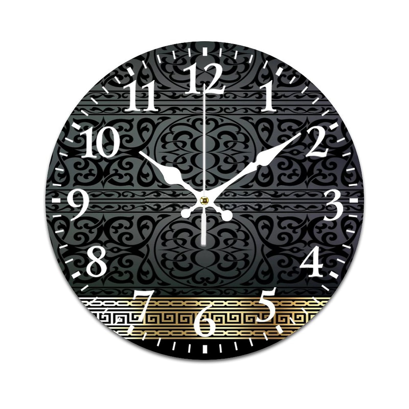 Greek Key Ornate Black & Gold Wall Clock Modern Design Clocks Wall ...