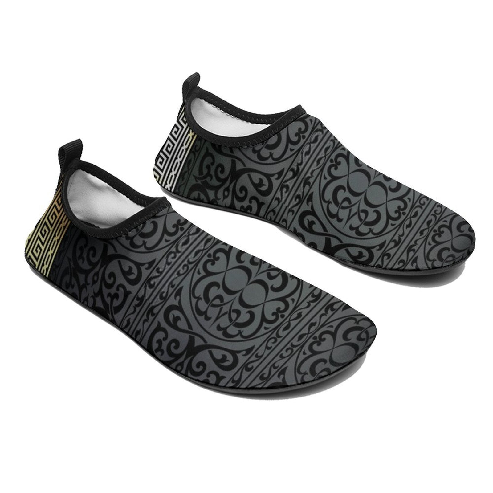 Greek Key Ornate Black & Gold Water Shoes Beach Slip-on Shoes for Men ...