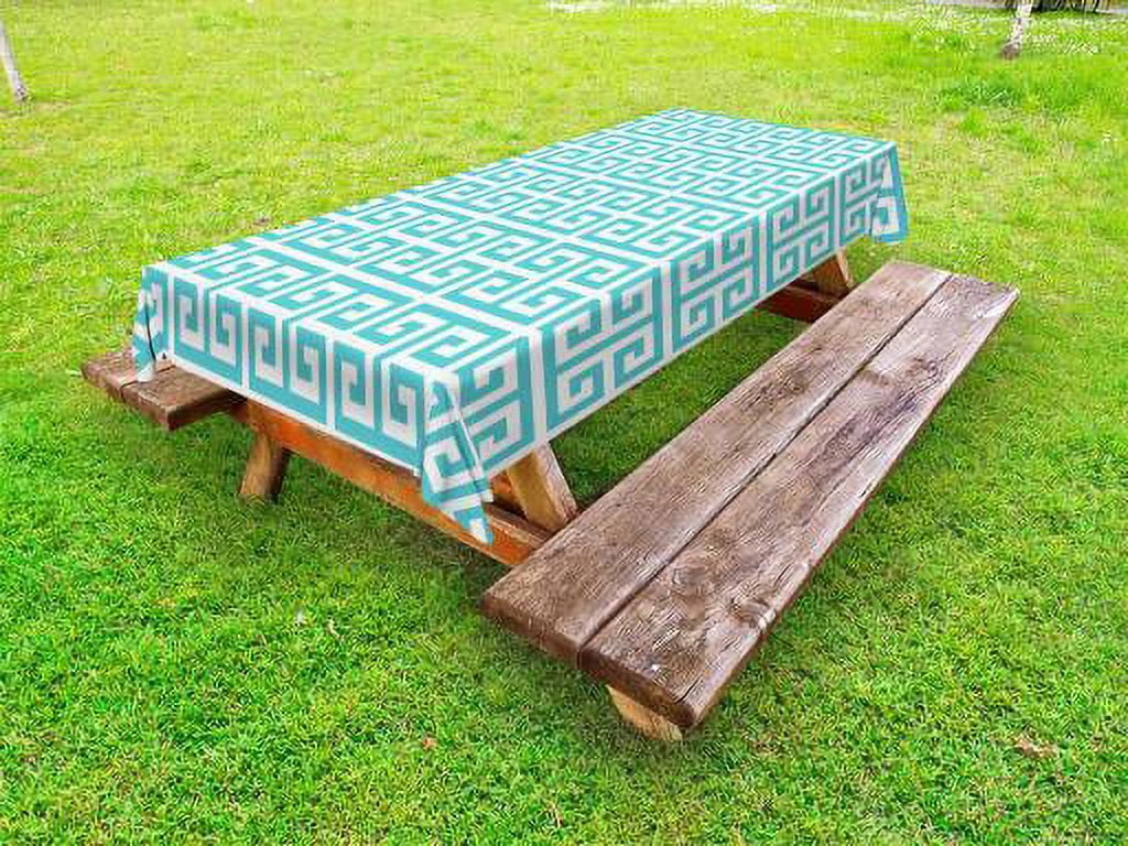 Greek Key Outdoor Tablecloth, Geometric Hellenic Fret Pattern in Pastel ...