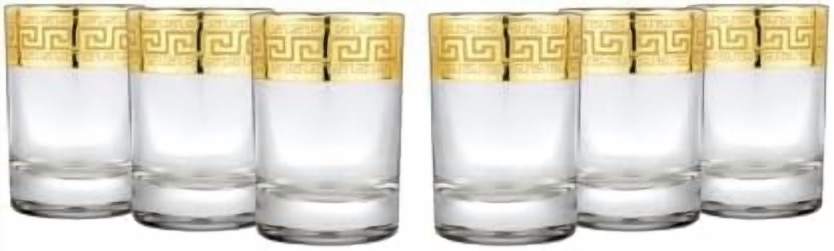 Greek Key Shot Glasses Set of 6-2 oz Heavy Base, Round Cylinder. Ideal ...