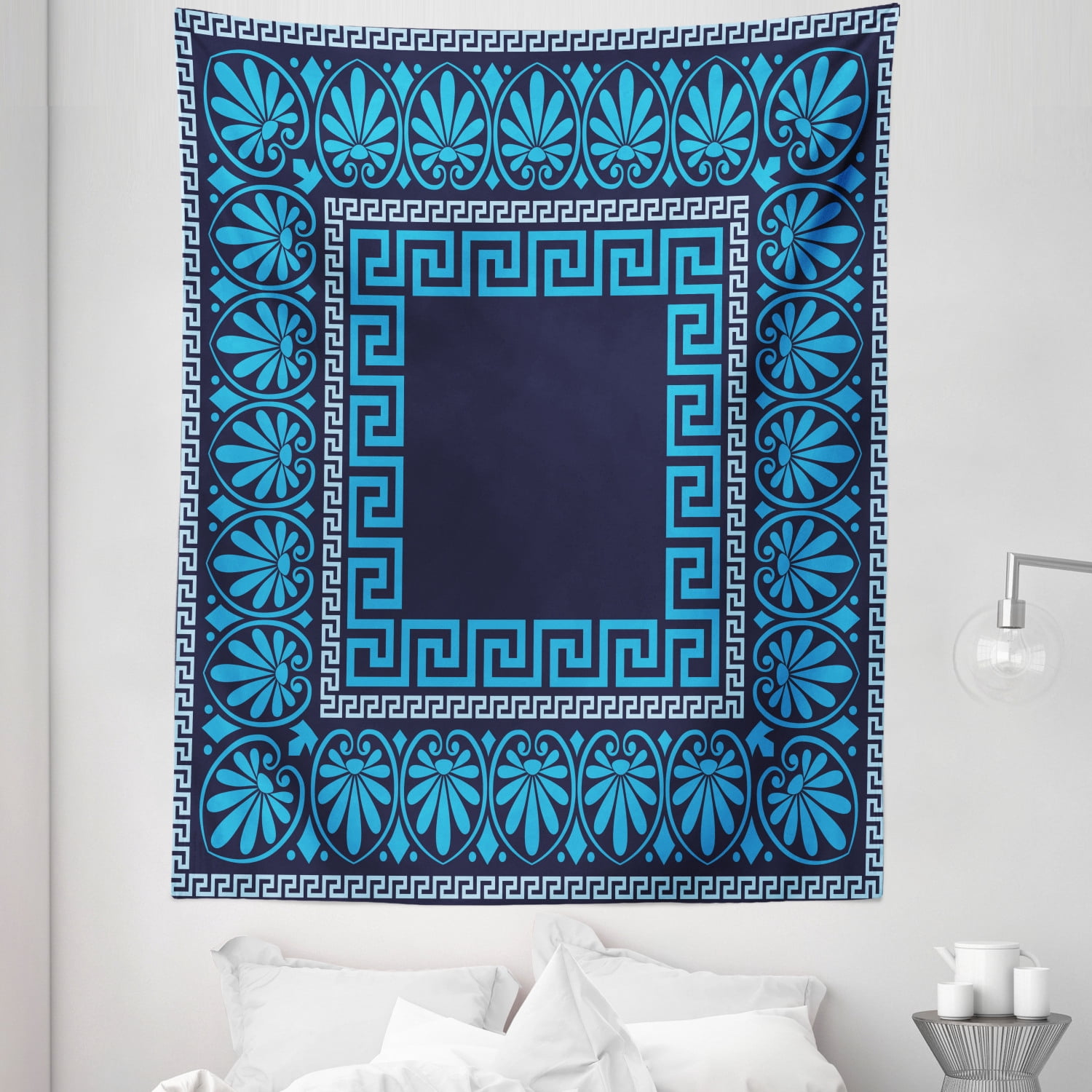 Greek Key Tapestry, Grecian Meandros Pattern Intricate Lines Floral ...