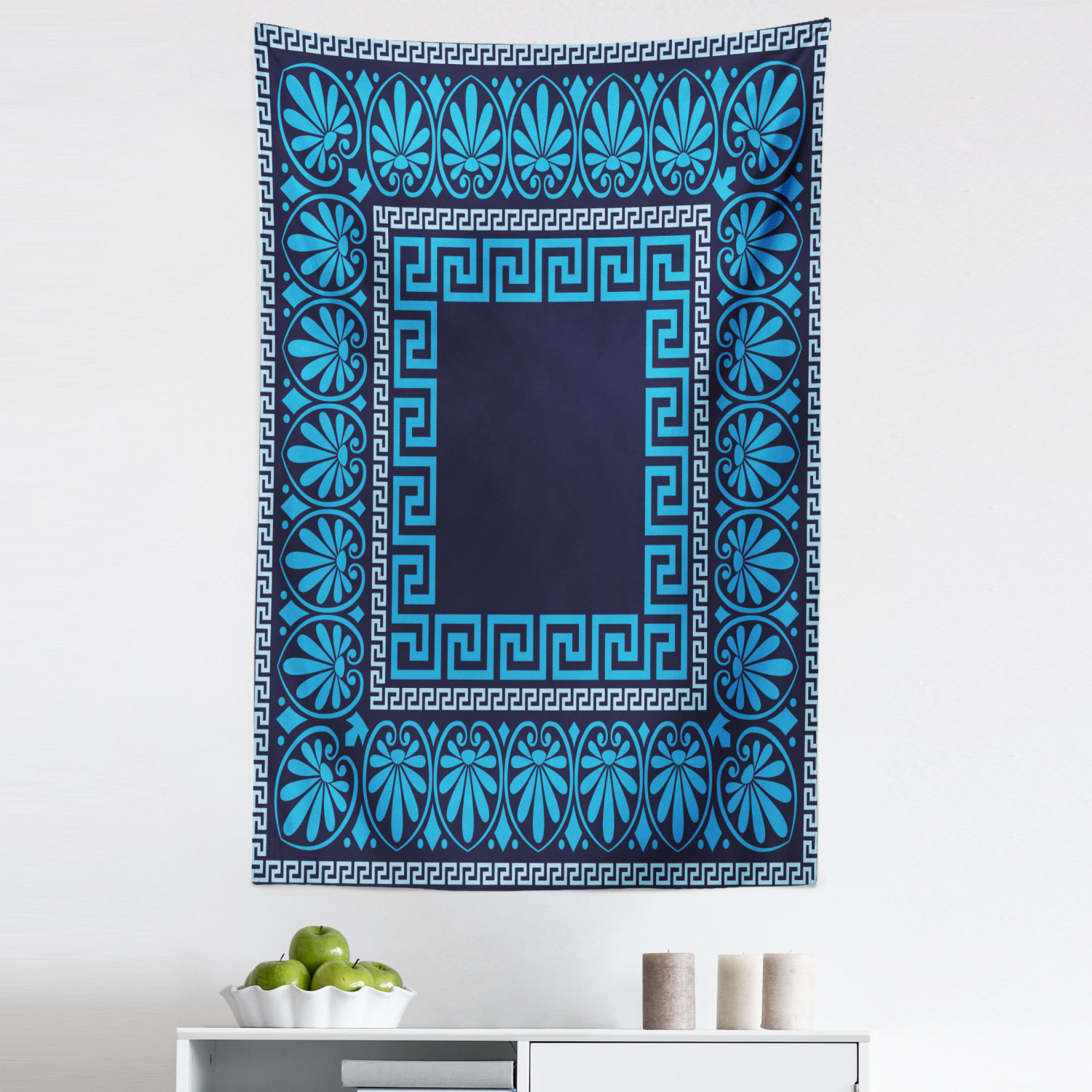 Greek Key Tapestry, Grecian Meandros Pattern Intricate Lines Floral ...