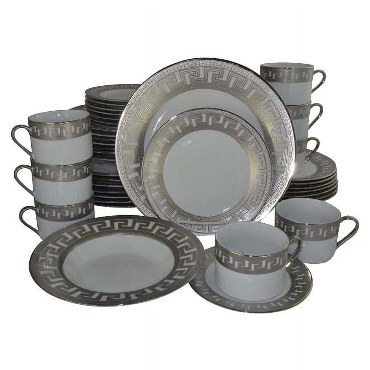 Greek Key in Silver Dinnerware Set - 40 Piece - Walmart.com