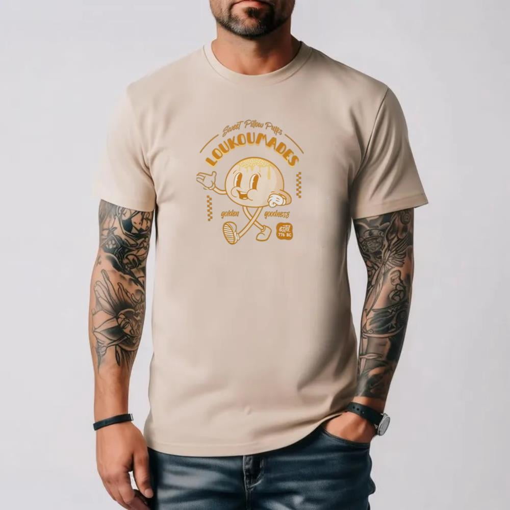 Greek Loukoumades Donut retro tee A classic beignets mascot for a ...