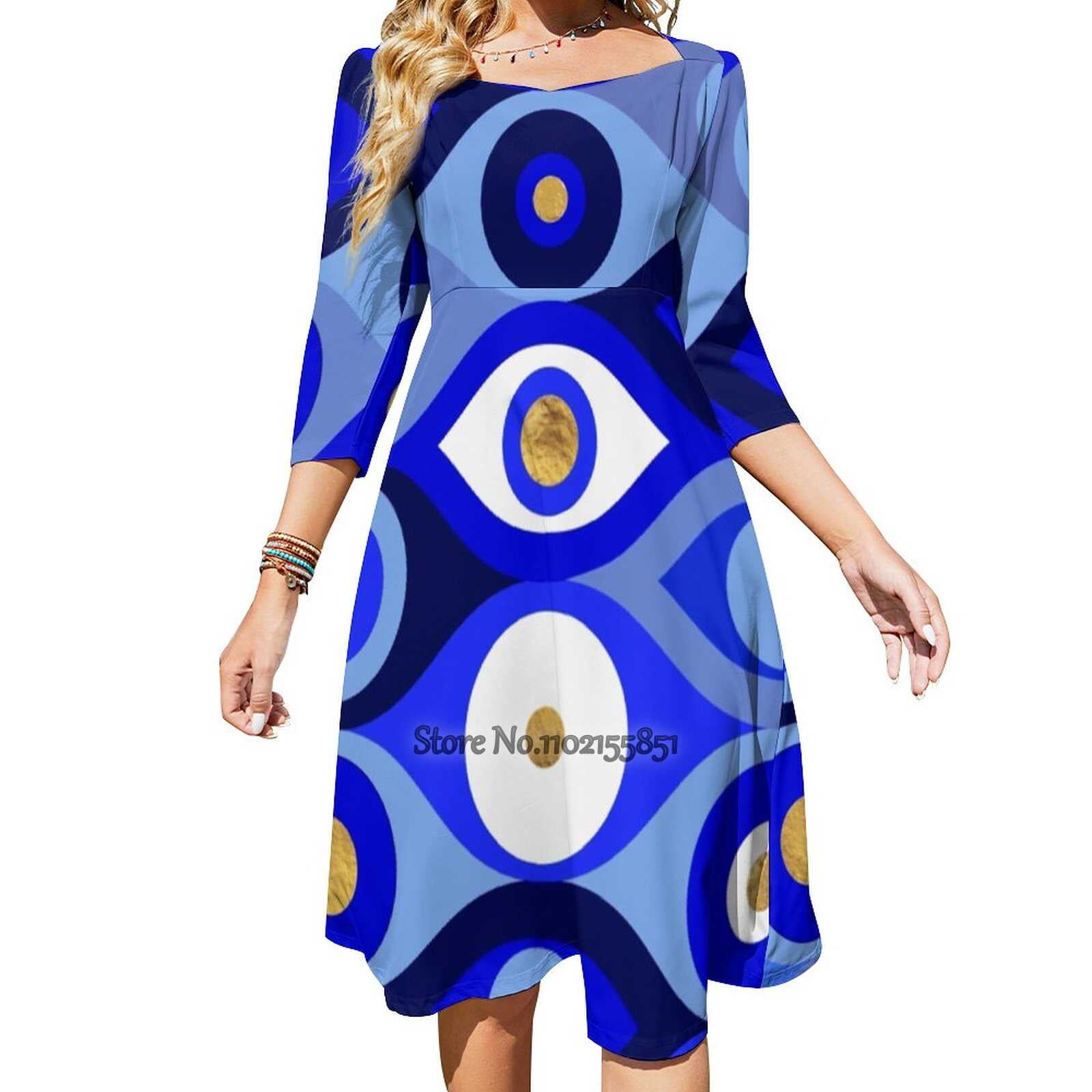 Greek Mati Mataki - Matiasma Evil Eye Blues Back Lacing Backless Dress ...