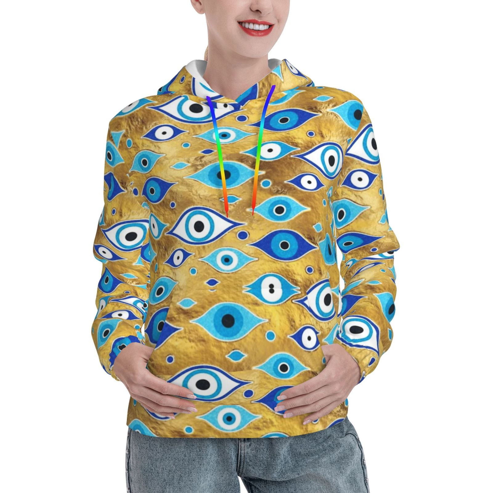 Greek Mati Mataki - Matiasma Evil Eye Pattern Cozy Women'S Hoodie ...