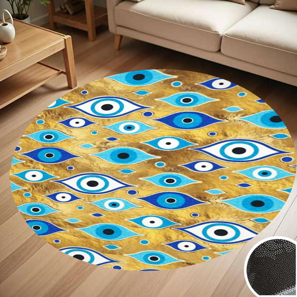 Greek Mati Mataki - Matiasma Evil Eye Pattern Round Carpet Living Room ...