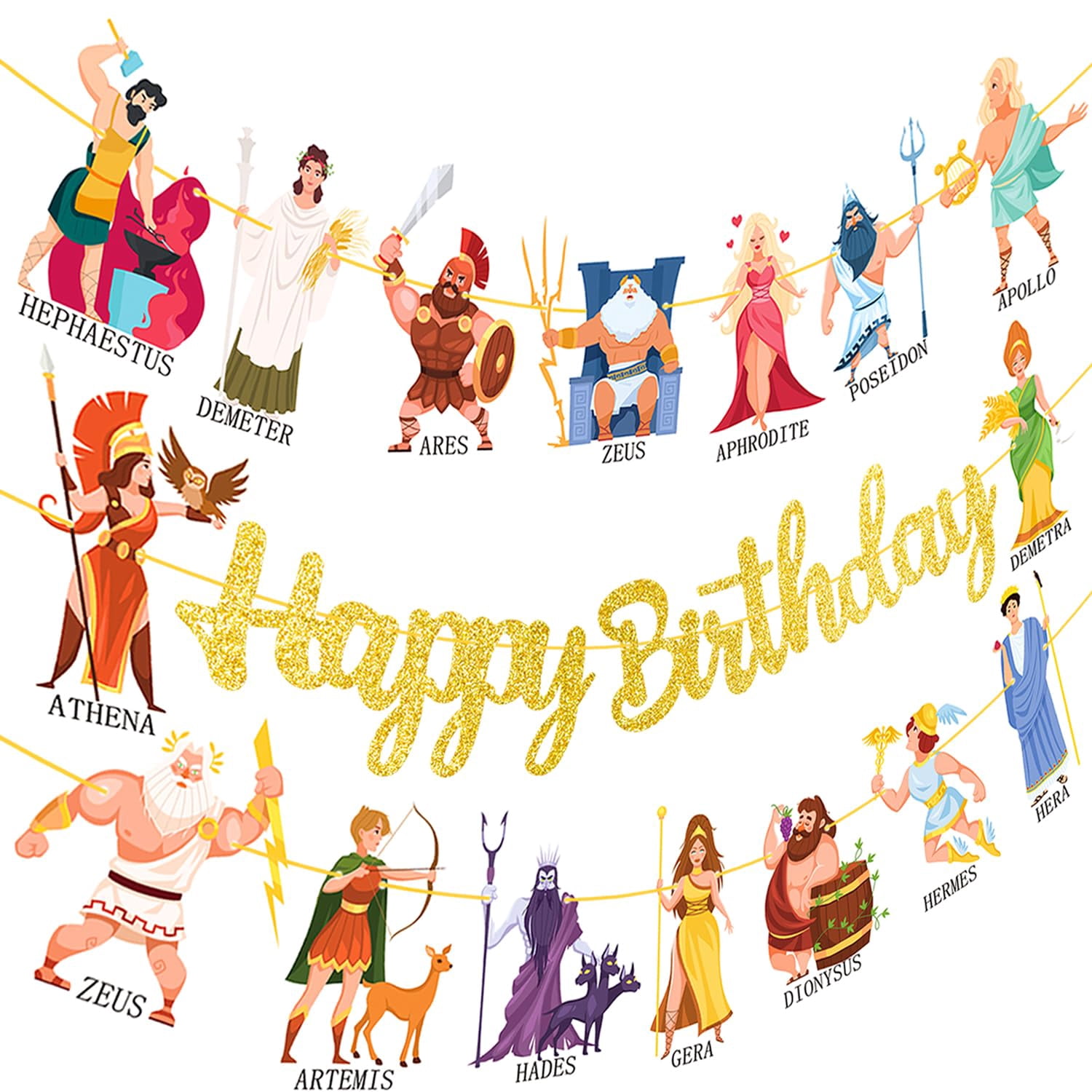 Greek Mythology Birthday Banners 3PCS Greek Gods Birthday Party ...