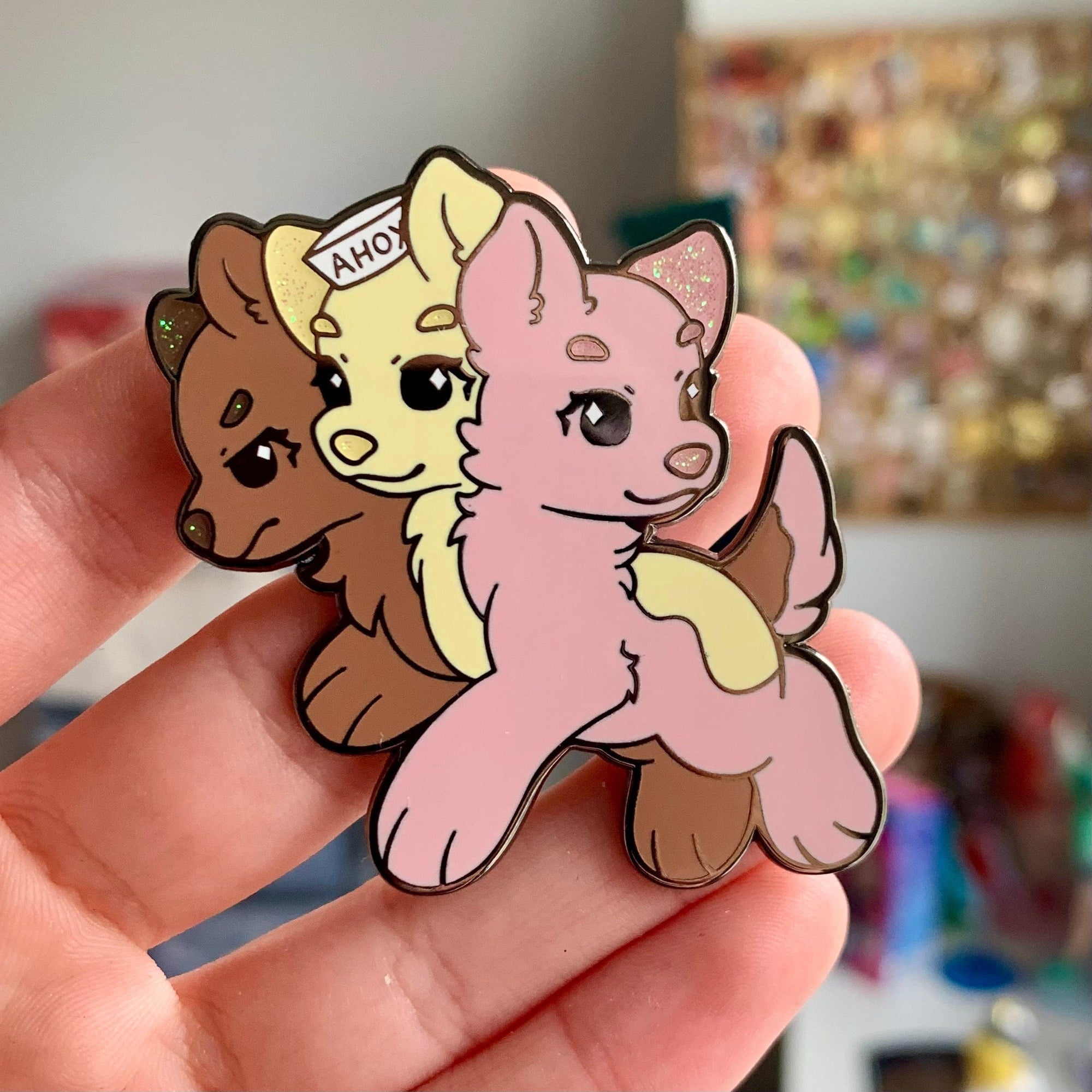 Greek Mythology Enamel Pin Ice cream Cerberus brooch Glittery pin ...