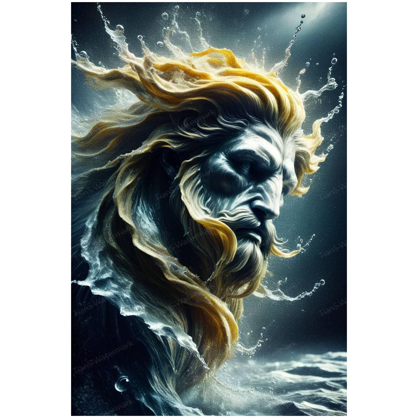 Greek Mythology Gift - Poseidon Raging Seas Canvas Poster with ...