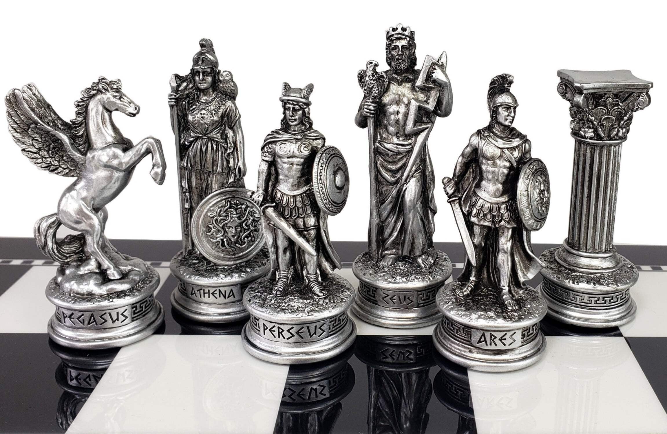 Greek Mythology Olympus Gods Chess Men Set Pewter Bronze Color -NO ...