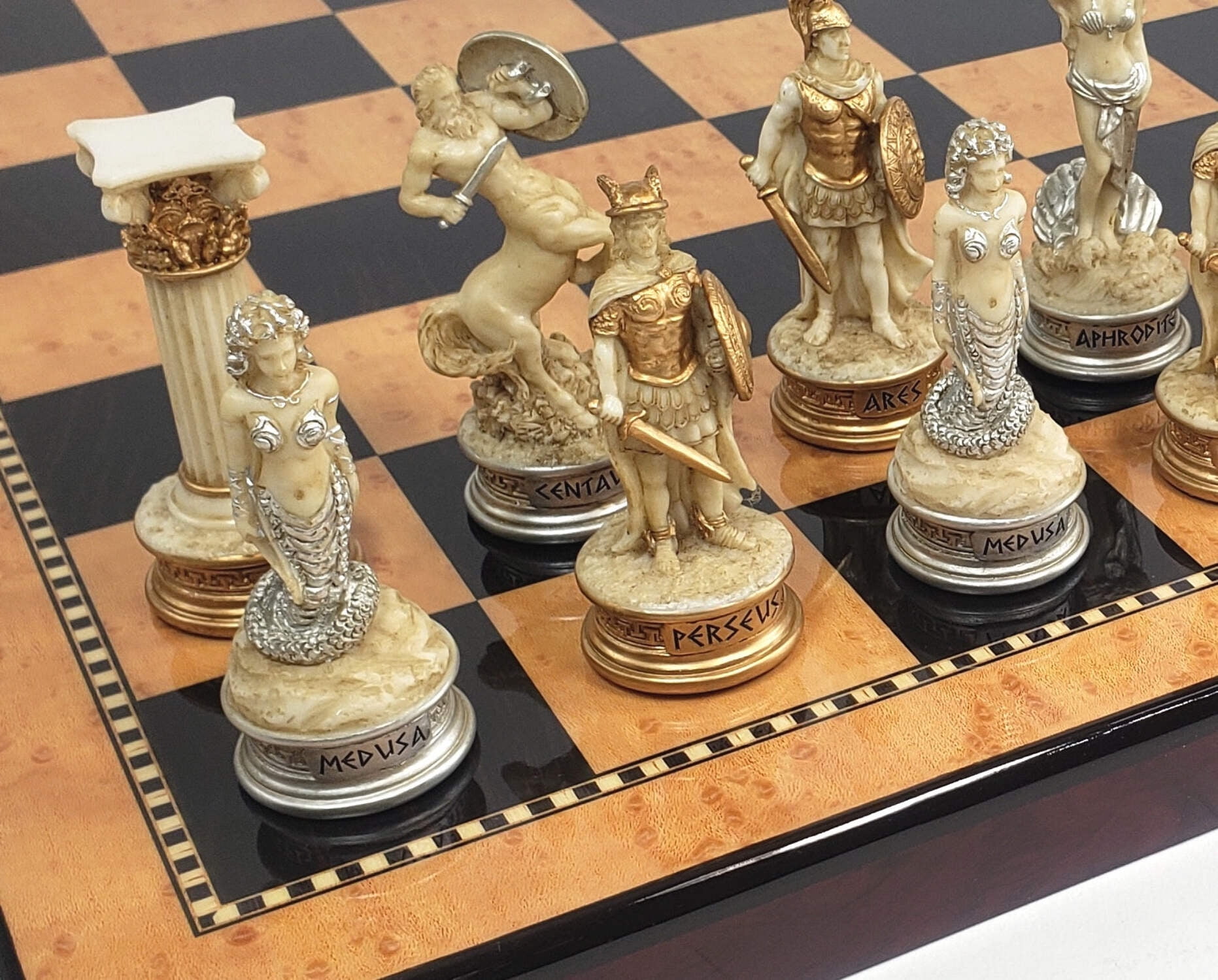 Greek Mythology Olympus Gods Chess Set Antique White 18 Walnut Maple ...