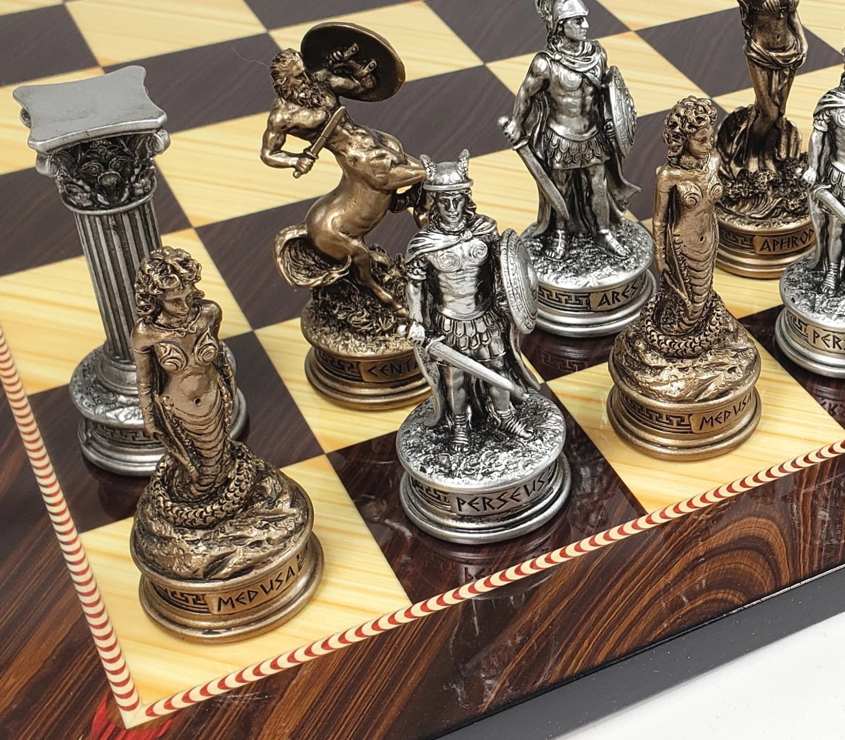 Greek Mythology Olympus Gods Chess Set Pewter Bronze Color W/ 17 ...