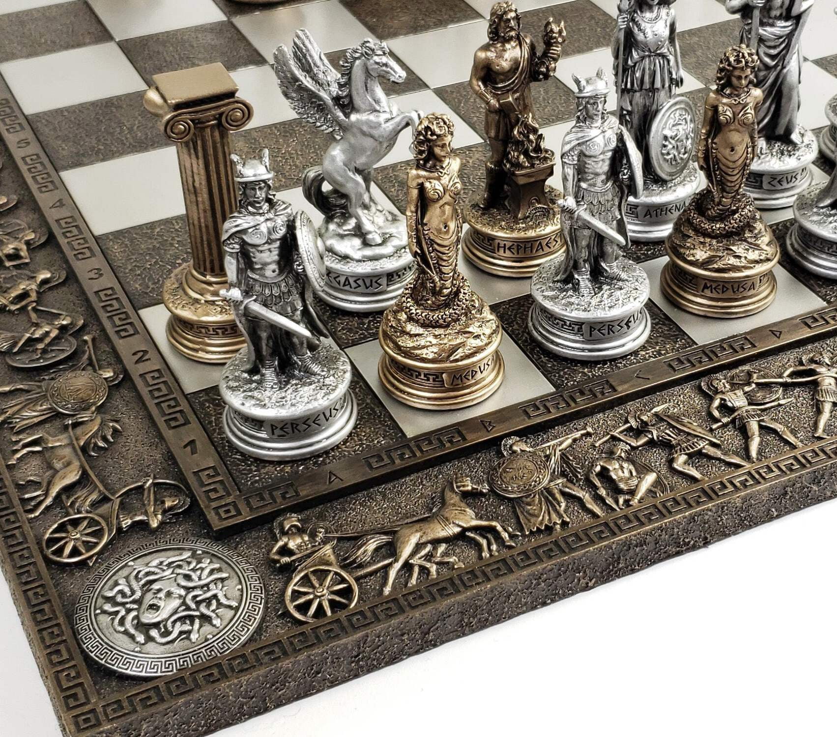 "Walmart Unique Knights Chessmen - Greek Mythology Olympus Gods Chess ...