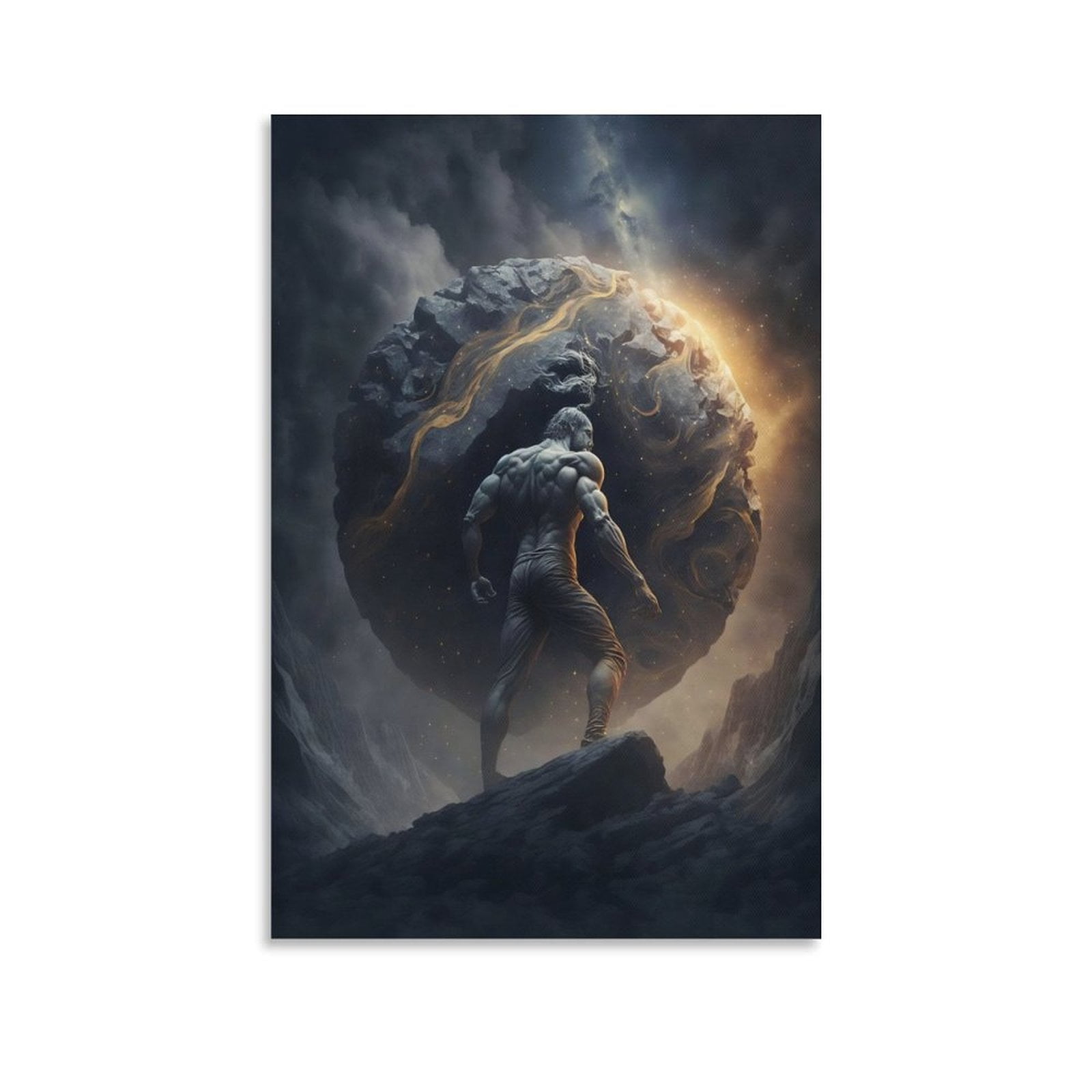 Greek Mythology Sisyphus Endless Work Poster Painting On Canvas Wall ...