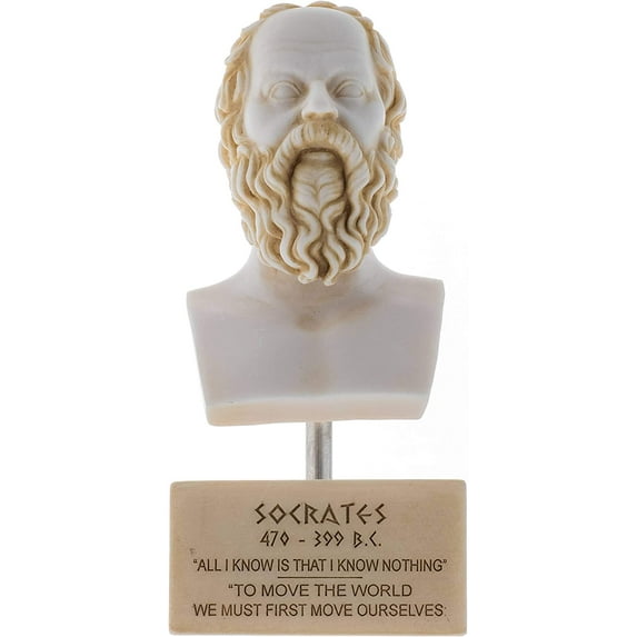 Greek Philosopher Socrates Bust Alabaster Statue Gold Tone Sculpture ...