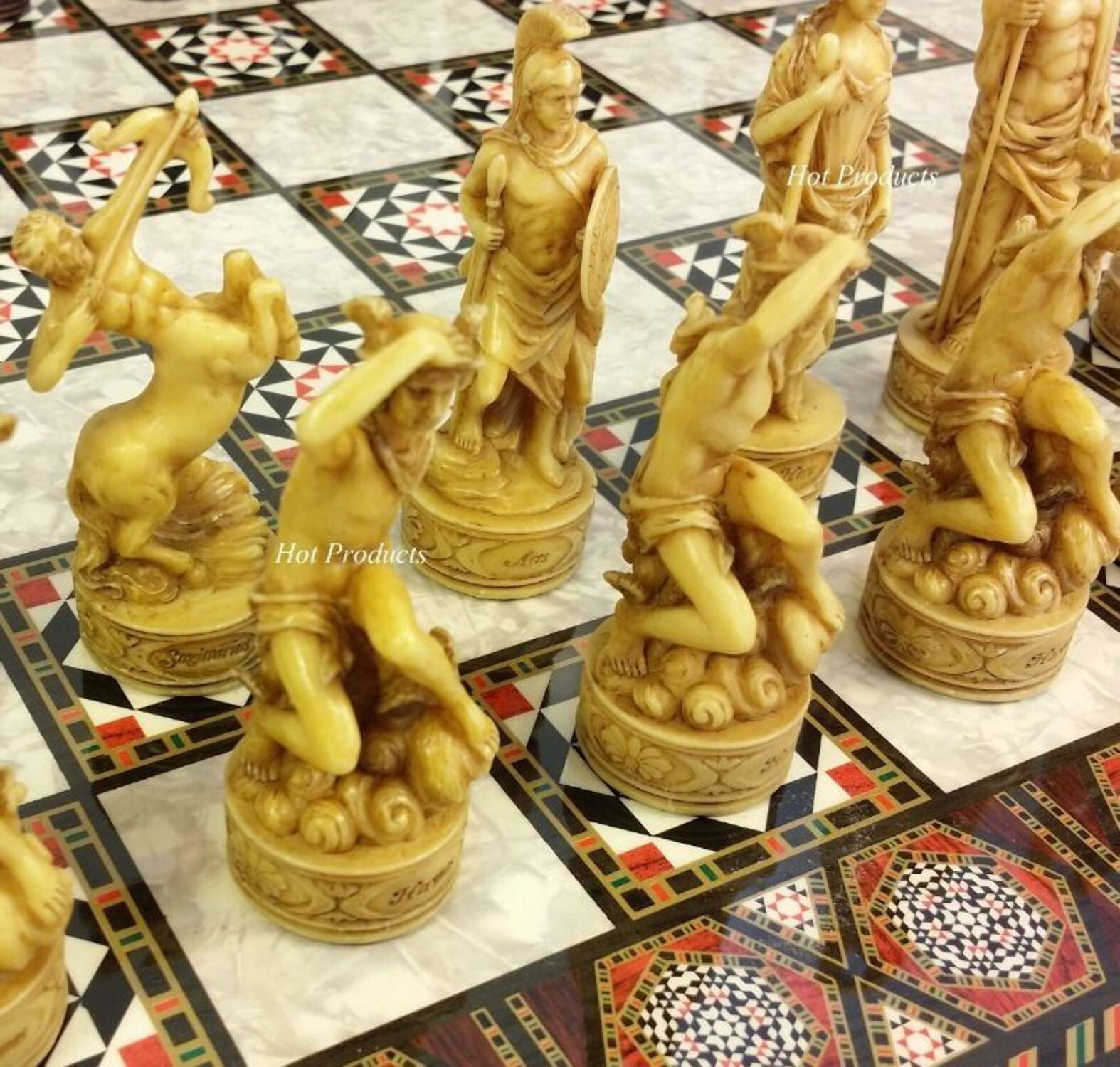 Walmart Unique Hand Painted Greek Roman Mythology Gods Chess Set with ...