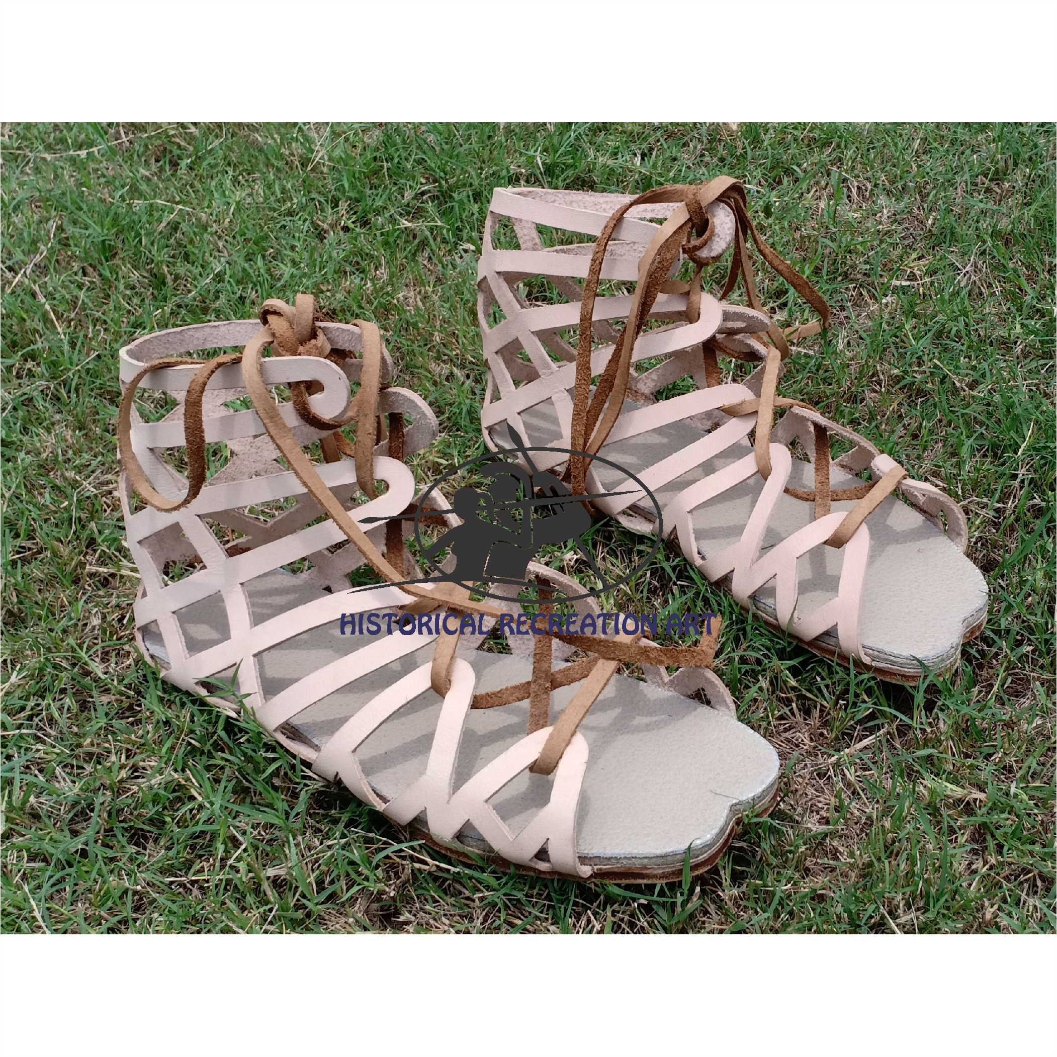 Greek Sandals in Leather | Handmade Leather Sandals RE-Enactment Men ...
