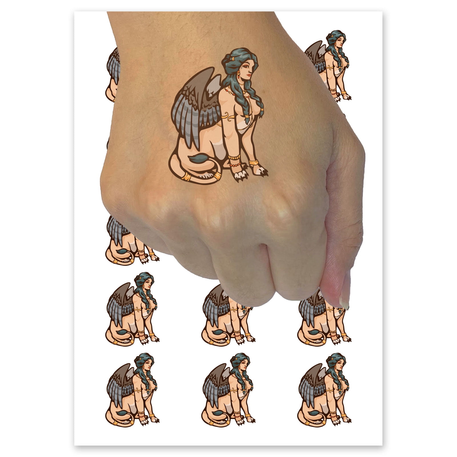 Greek Sphinx Mythical Creature Woman Riddles Temporary Tattoo Water ...