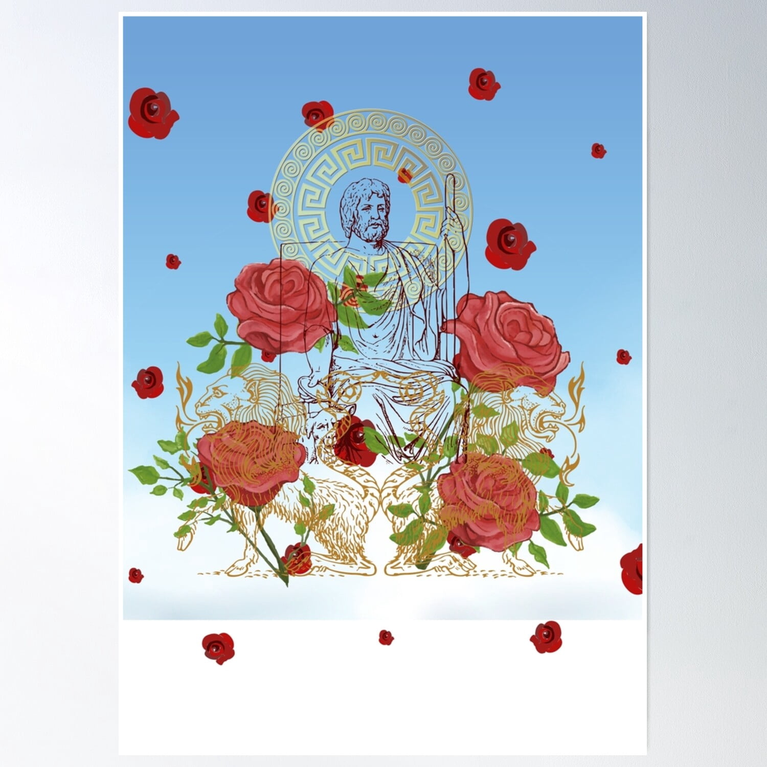 Greek Statue And Lions And Roses And Yes A Lot Poster Wall Art, Modern ...