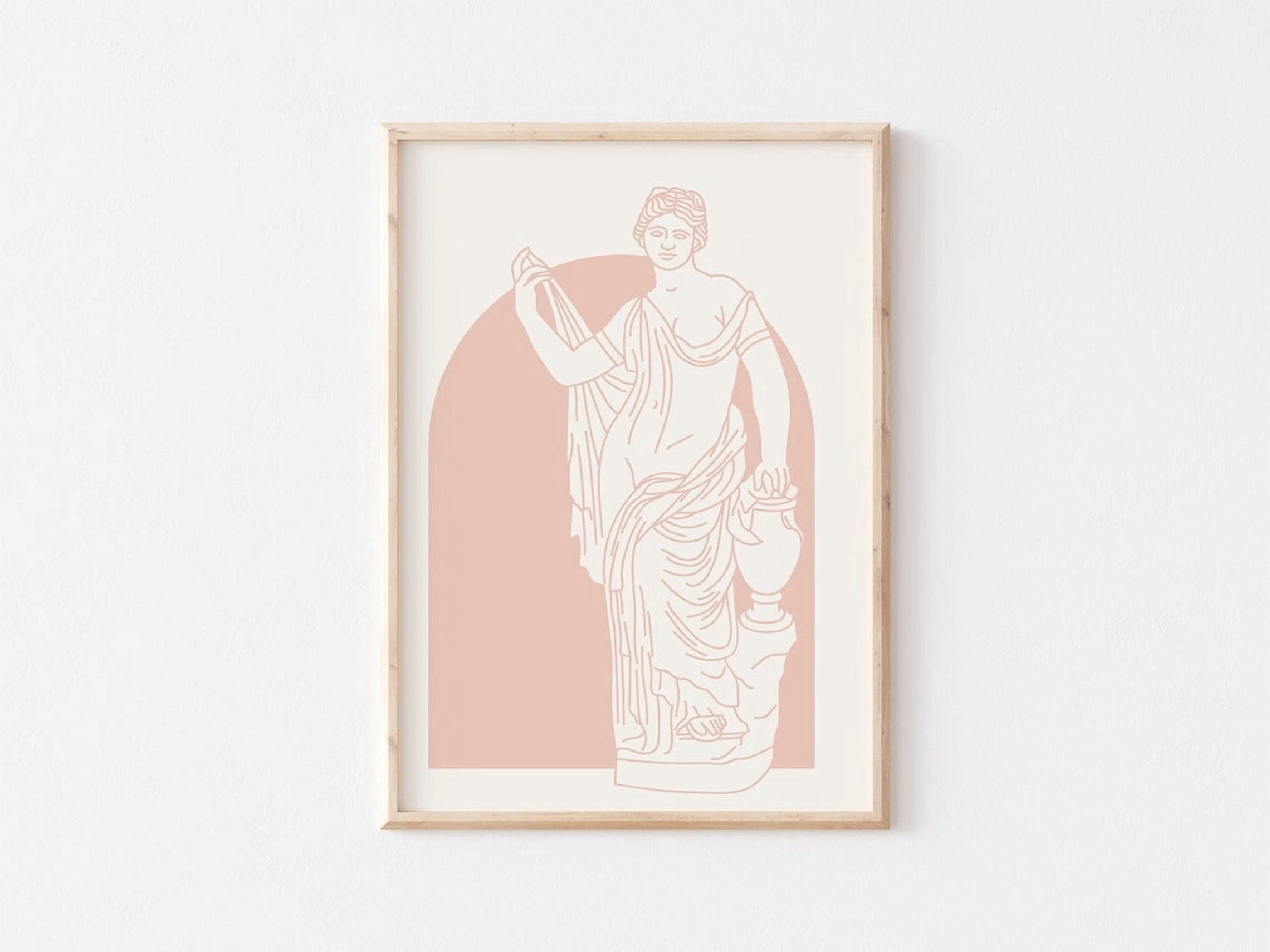 Greek Statue Wall Art, Danish Pastel Greek Goddess Poster, Minimalist ...