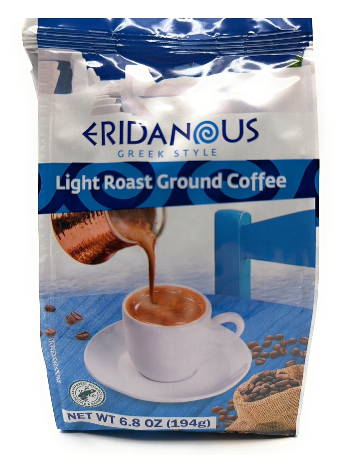Greek Style Light Roast Ground Coffee, Eridanous,6.8oz, Pack of 1 ...