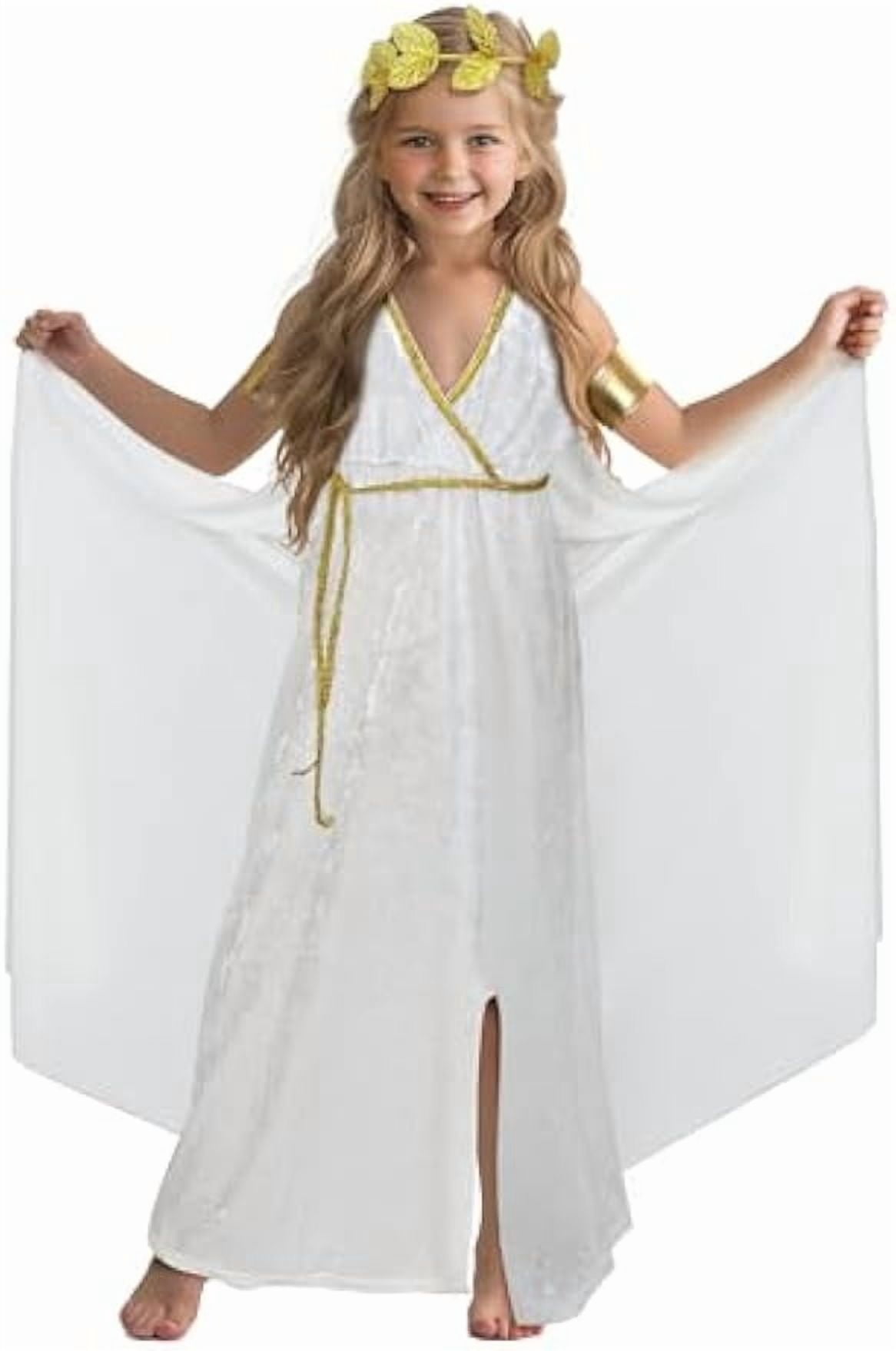 Greek Toga Costume for Kids Roman Crown Leaf Wreath Halloween Nobility ...
